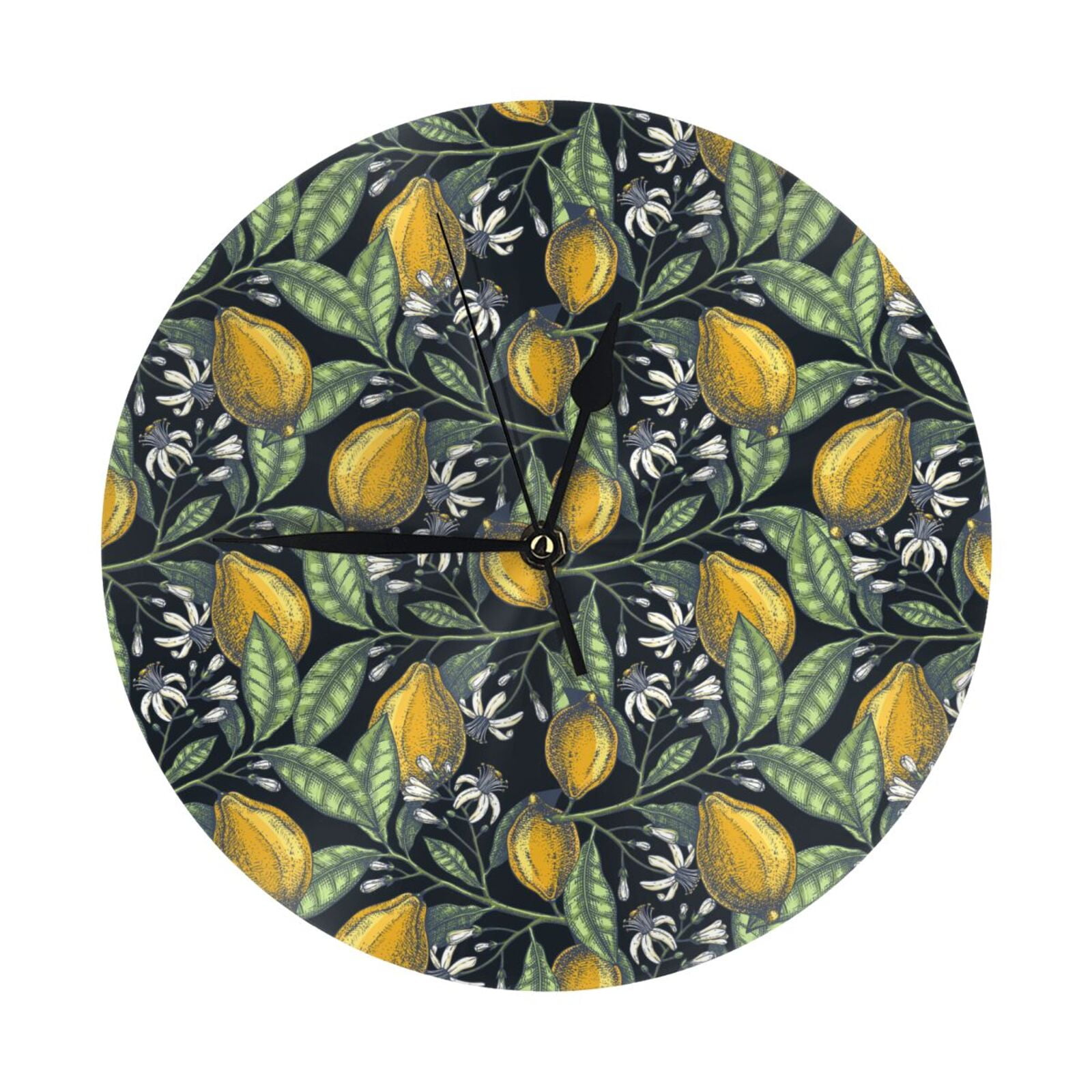 Wall Clock, Citrus Fruits Elegant Lemons Wall Clocks Battery Operated ...