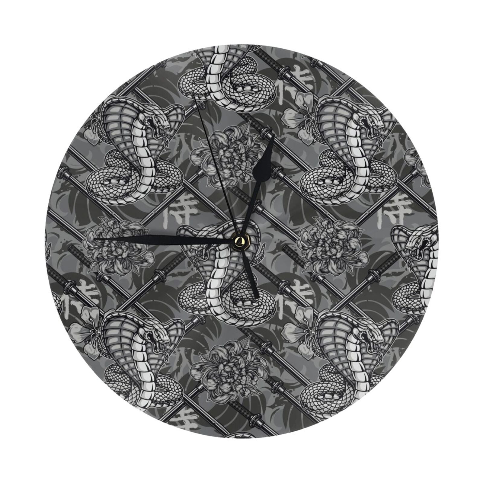 Wall Clock, Classic Cartoon Cool Cobra Flower Wall Clocks Battery ...