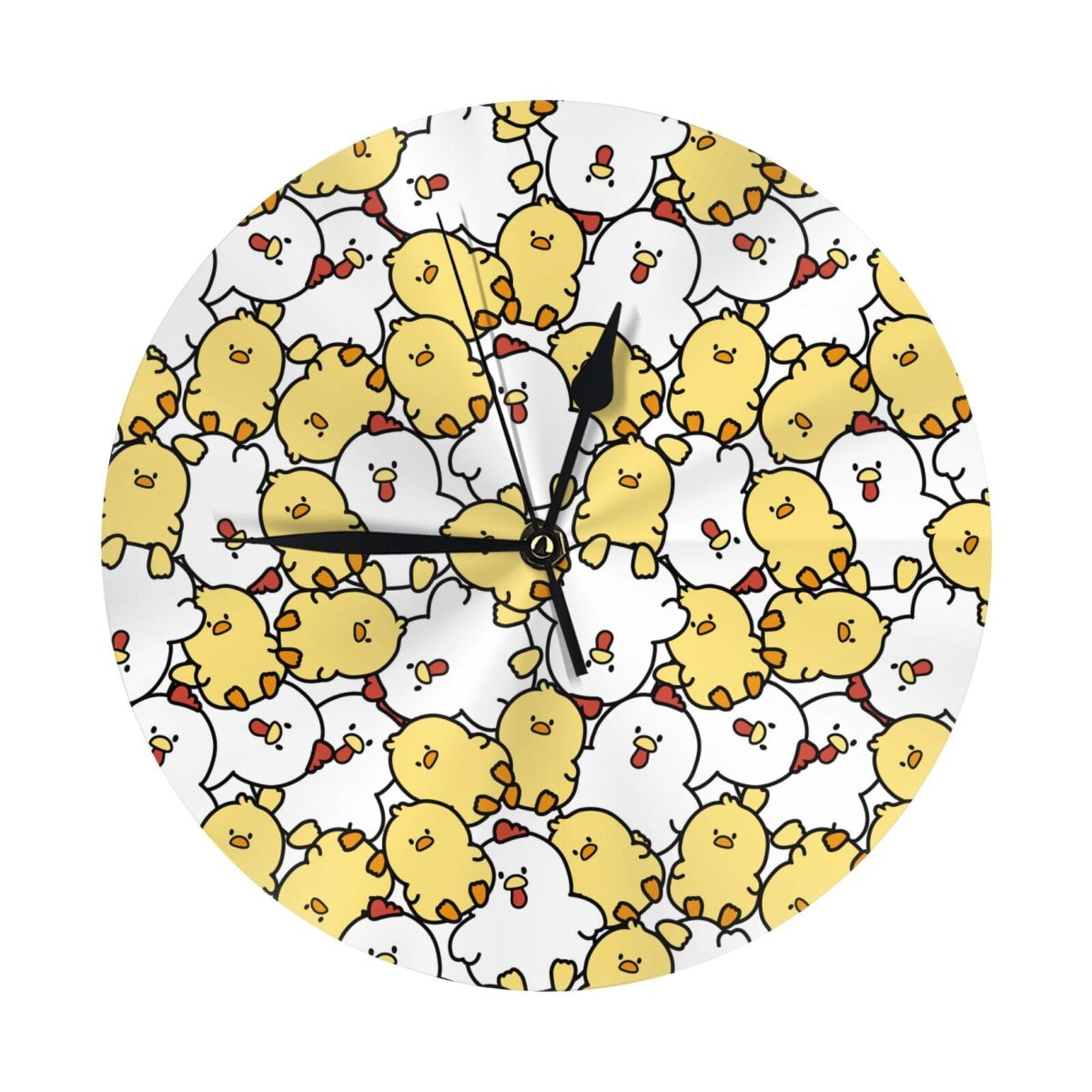 Wall Clock, Classic Cartoon Cute Chicken Wall Clocks Battery Operated ...