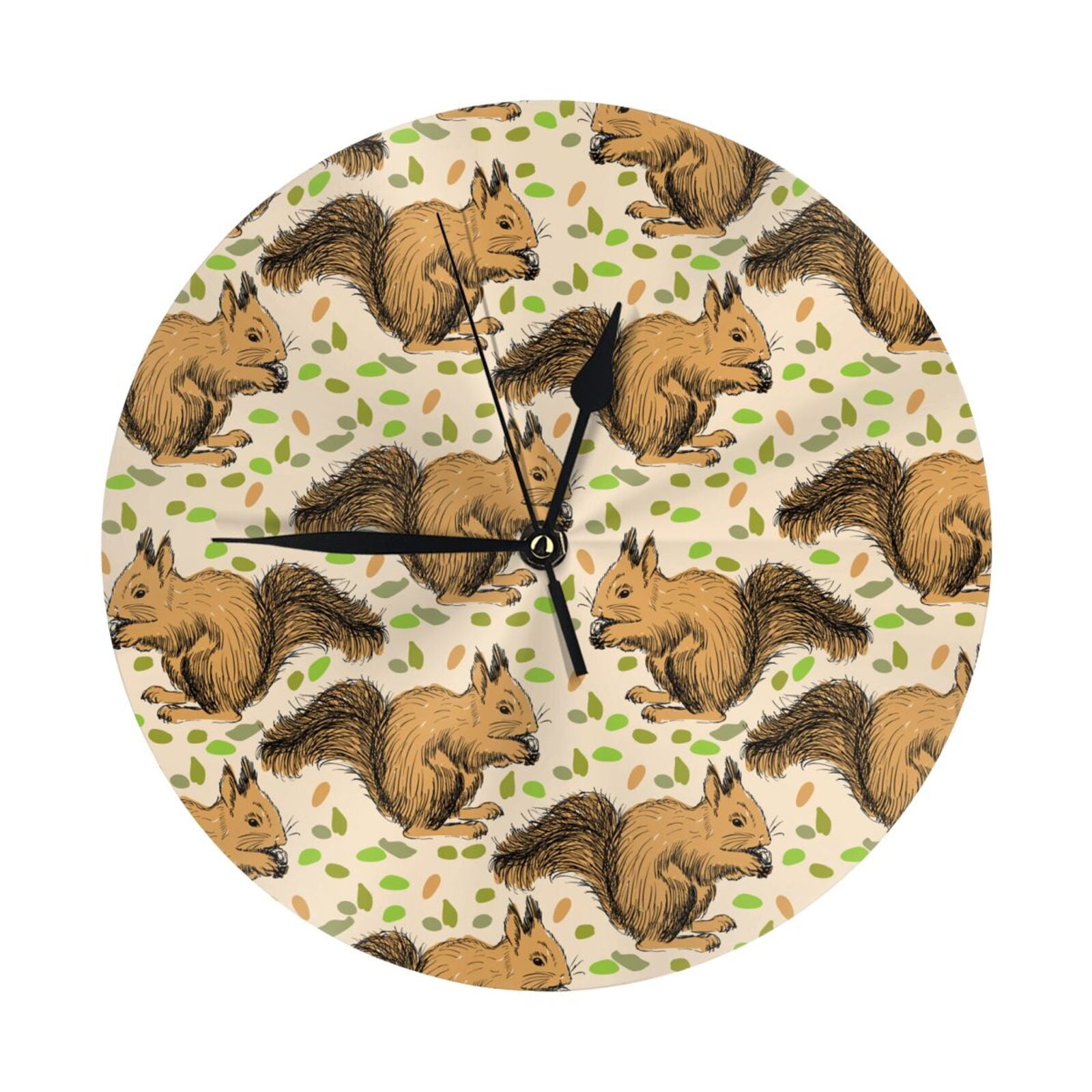 Wall Clock, Classic Cute Cartoon Squirrel Wall Clocks Battery Operated Silent Kitchen Office ...