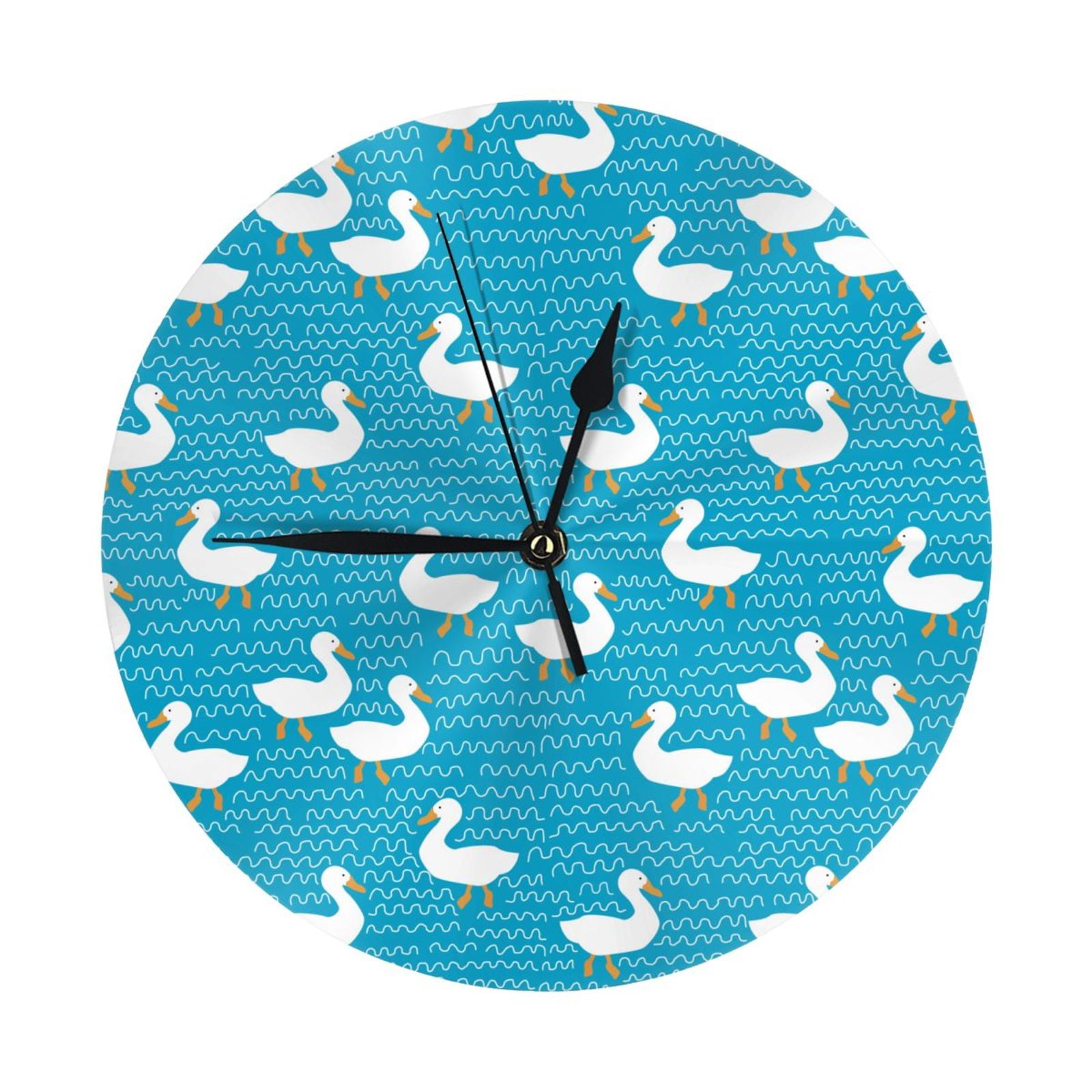 Wall Clock, Classic Cute Duck Blue Wall Clocks Battery Operated Silent ...