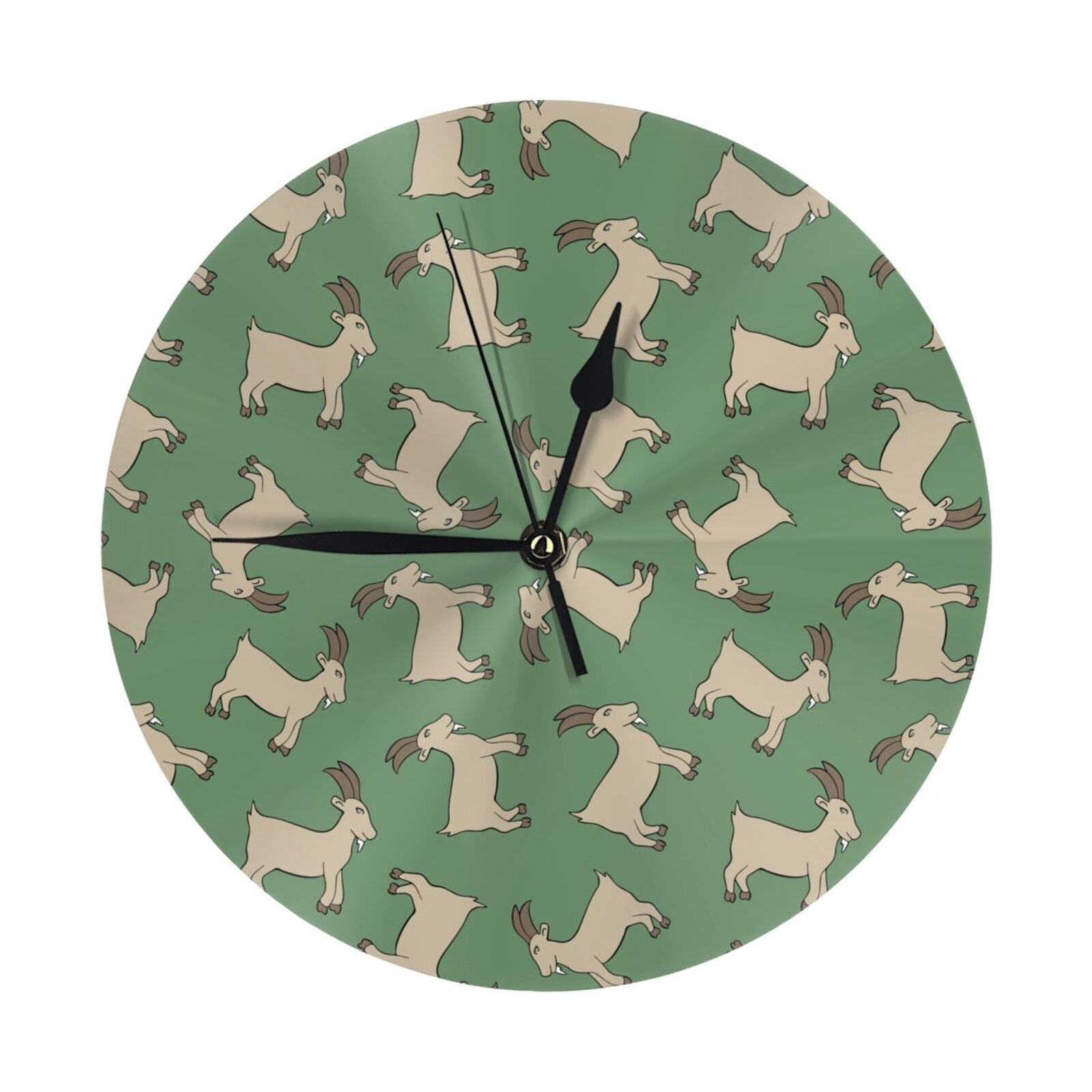 Wall Clock, Classic Cute Goat Green Wall Clocks Battery Operated Silent ...