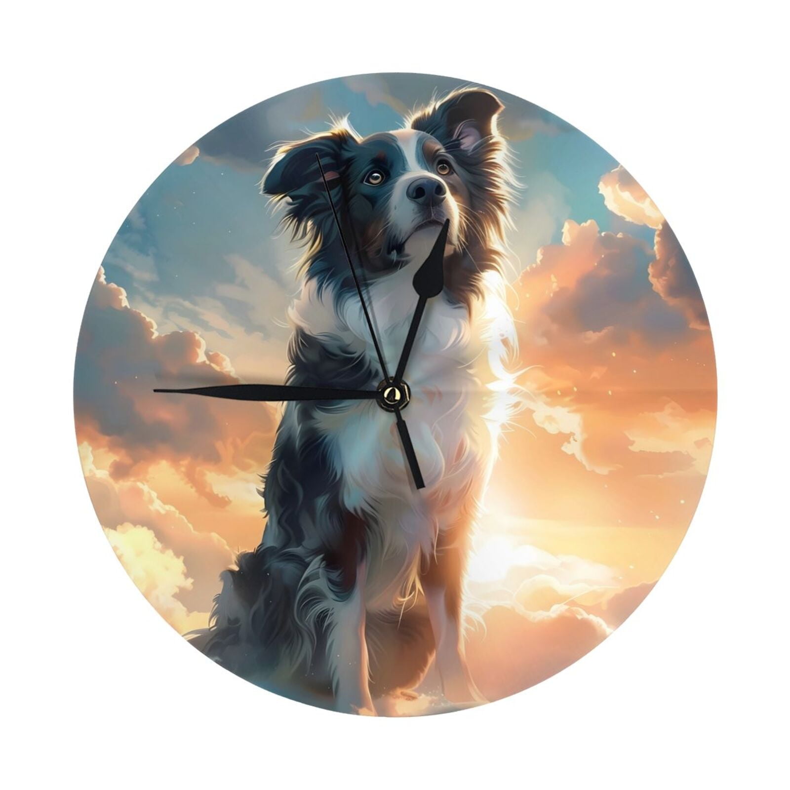 Wall Clock Cloud Border Collie Wall Clocks Battery Operated, Modern ...