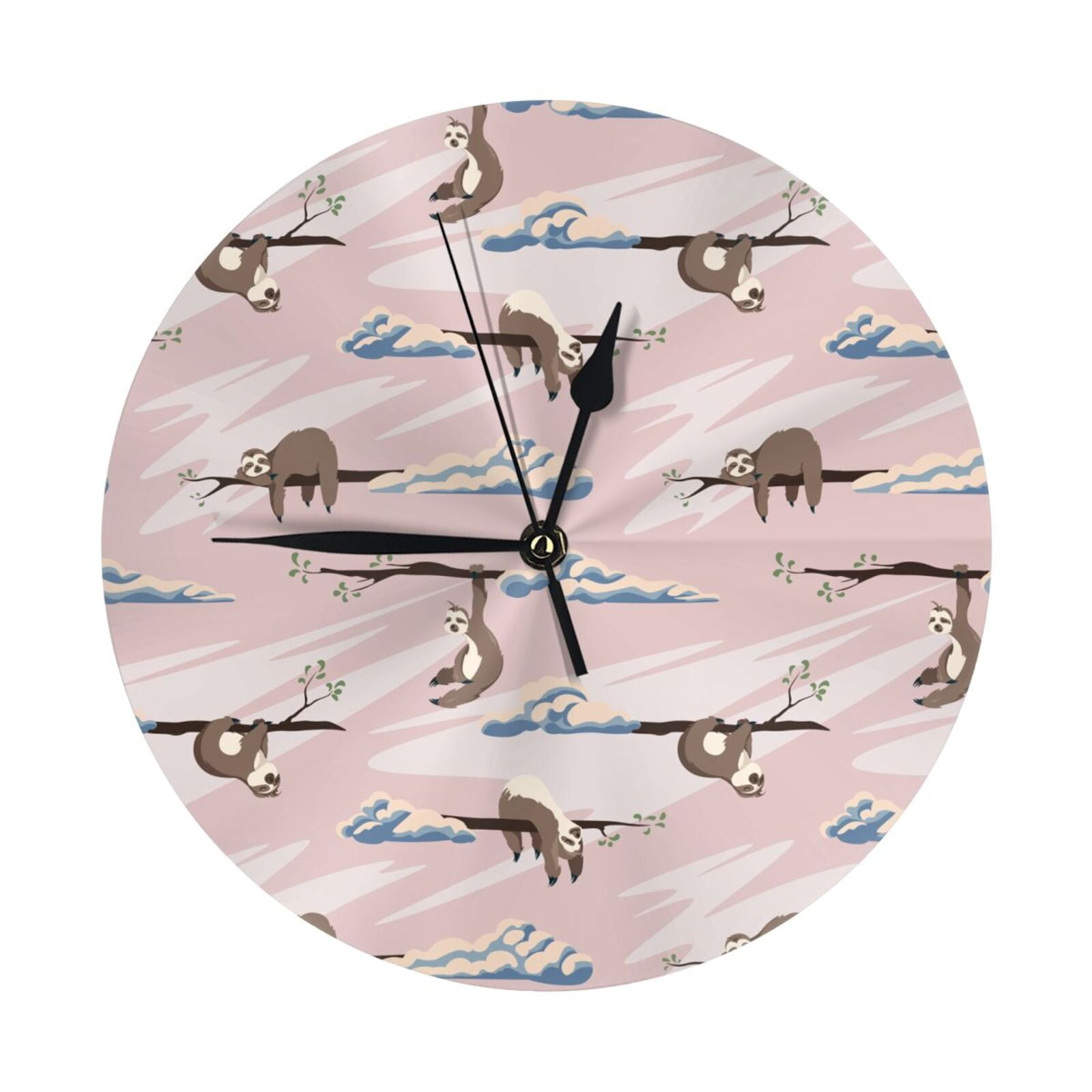 Wall Clock, Cloud sloth Wall Clocks Battery Operated Silent Kitchen ...