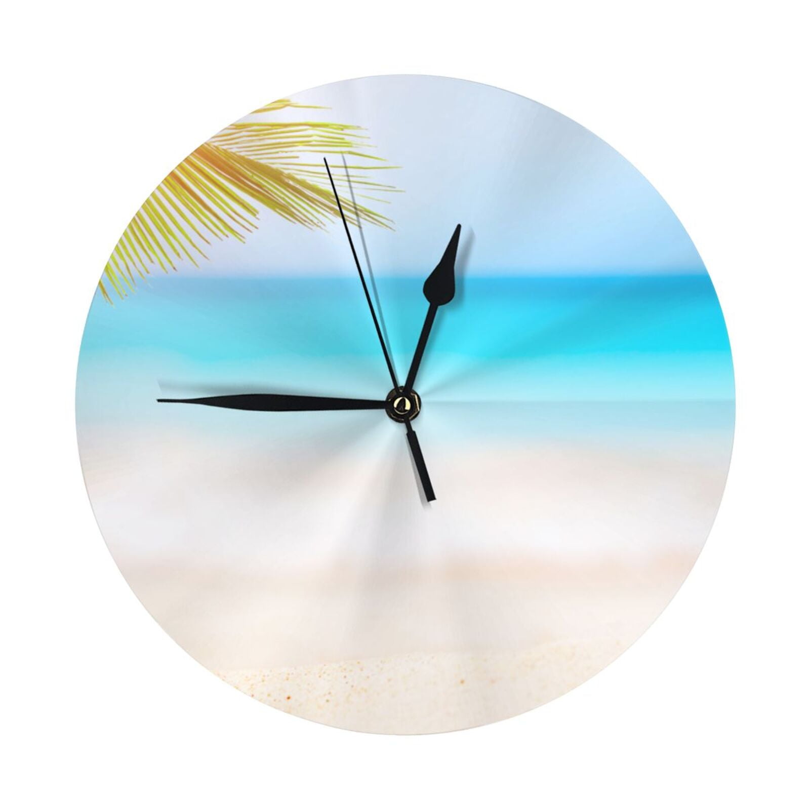 Wall Clock - Coconut Palm Tree on Beach 9.8 Inch Silent Non Ticking ...