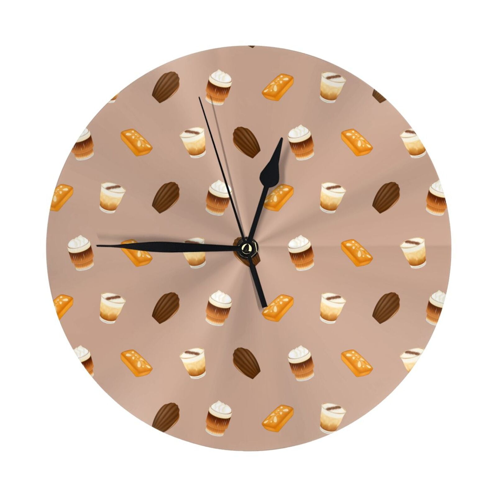 Wall Clock, Coffee Biscuit Chocolate Print Wall Clocks Battery Operated ...