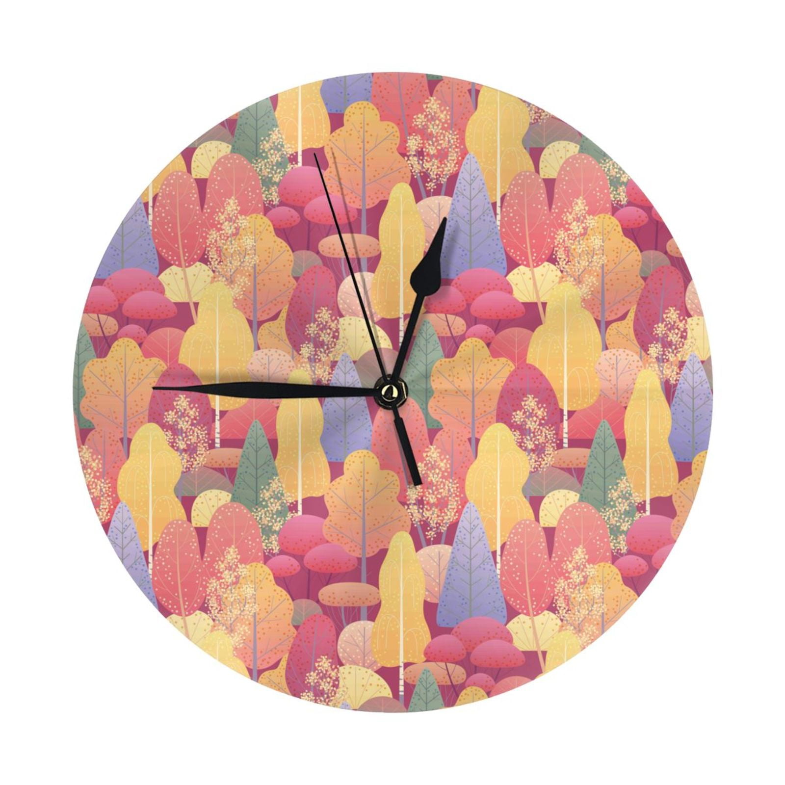 Wall Clock Colorful Autumn Forest Trees Wall Clocks Battery Operated ...