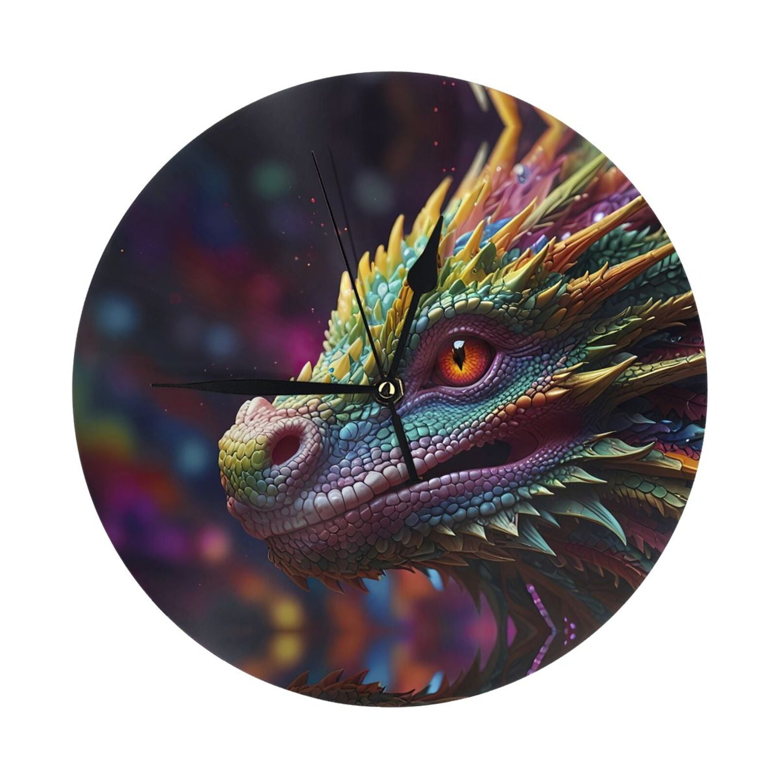Wall Clock, Colorful Dragon Head Profile Wall Clocks Battery Operated ...