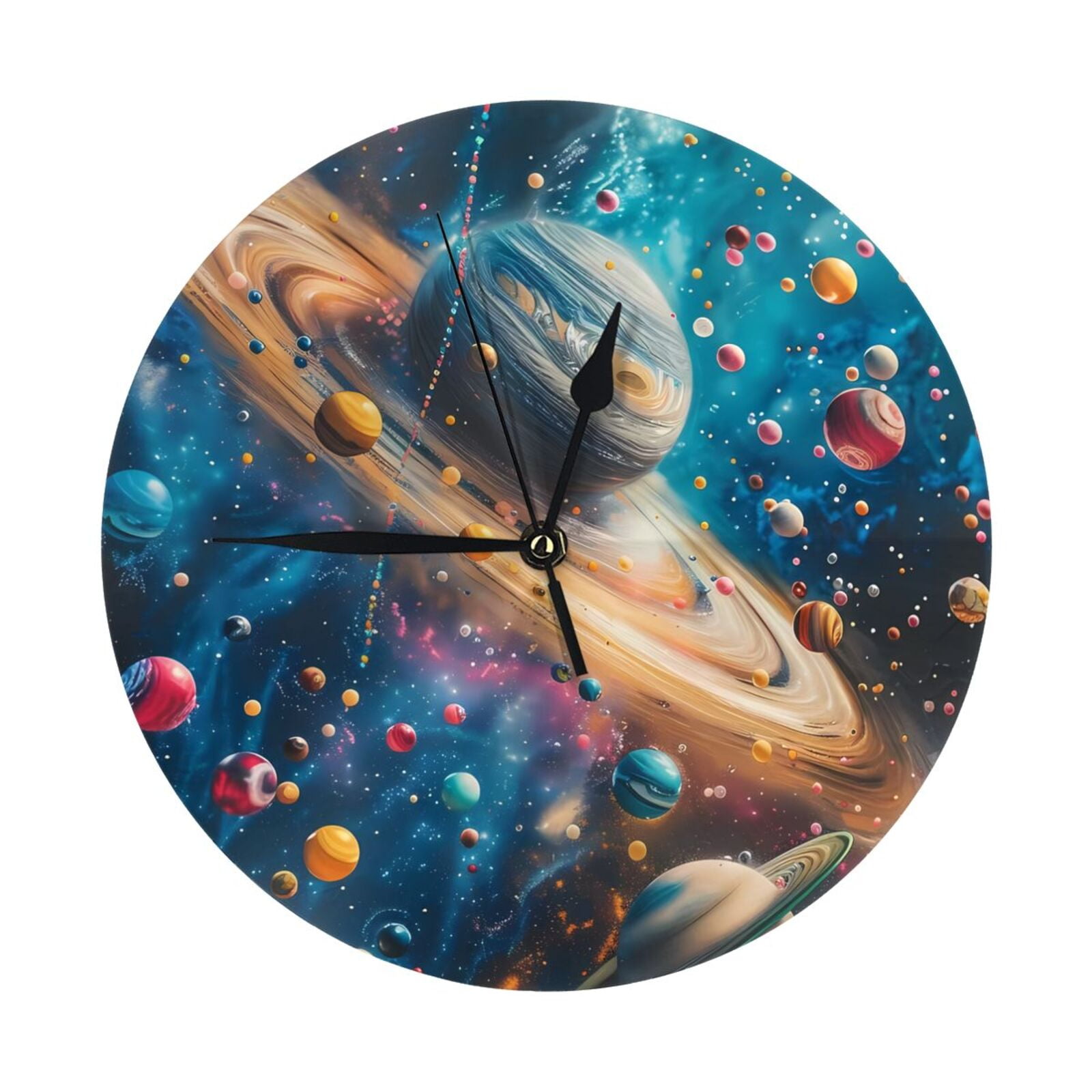 Wall Clock, Colorful Planet Universe Wall Clocks Battery Operated ...