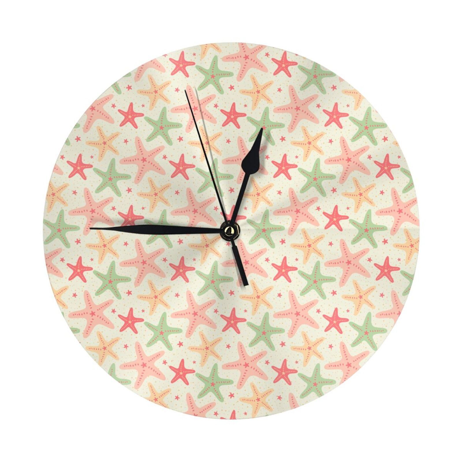 Wall Clock, Colorful Starfish Wall Clocks Battery Operated Silent ...