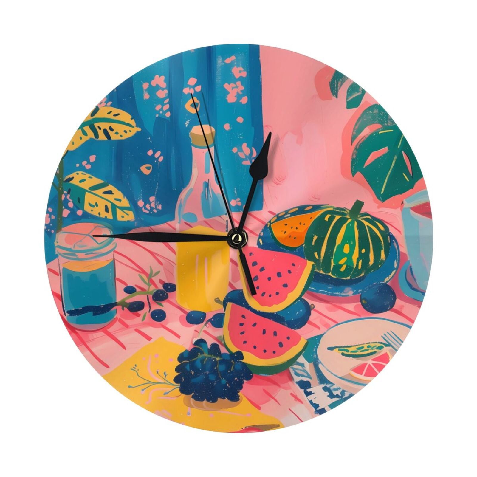 Wall Clock, Colorful Summer Fruit Table Wall Clocks Battery Operated ...