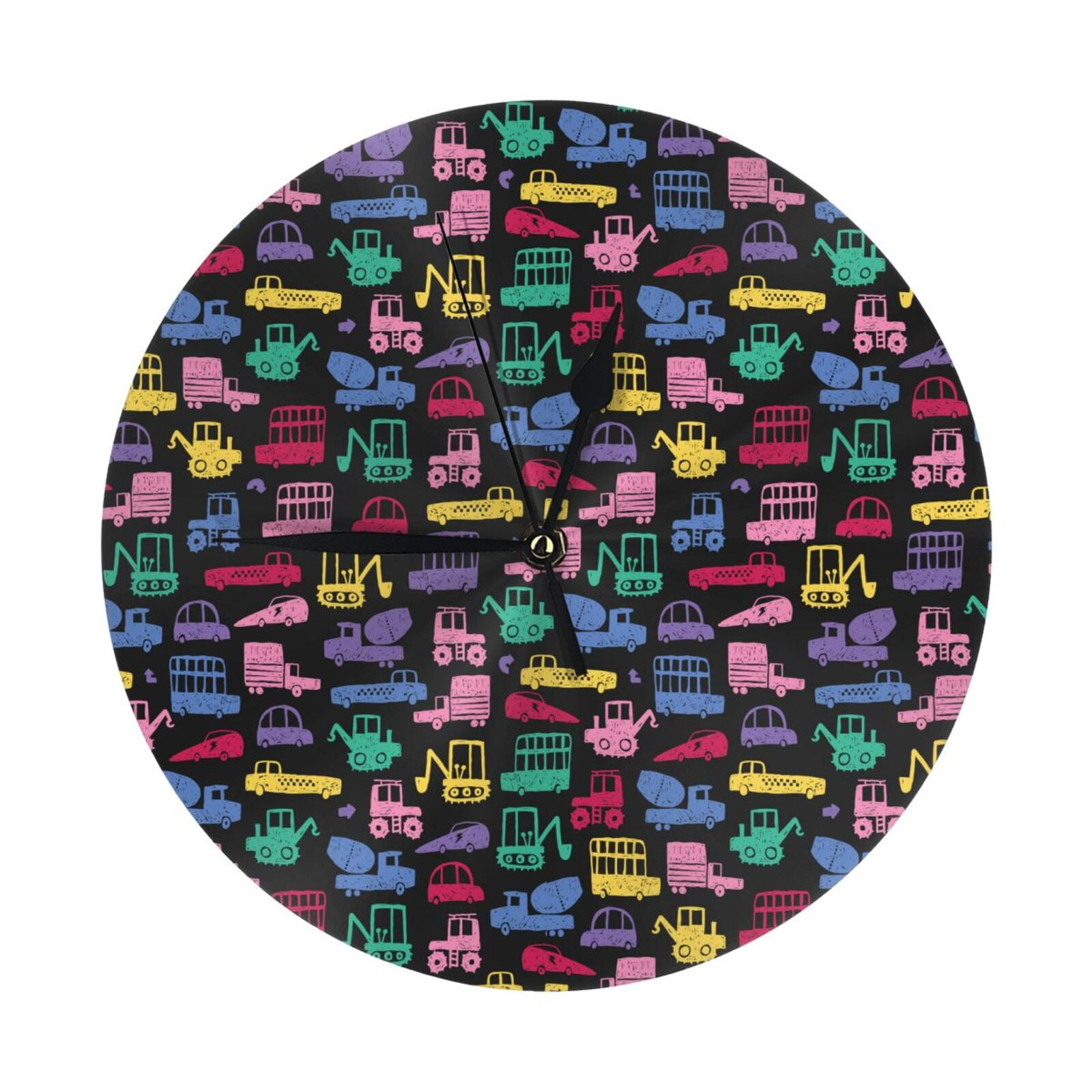 Wall Clock Colorful excavator Wall Clocks Battery Operated, Modern Wall ...