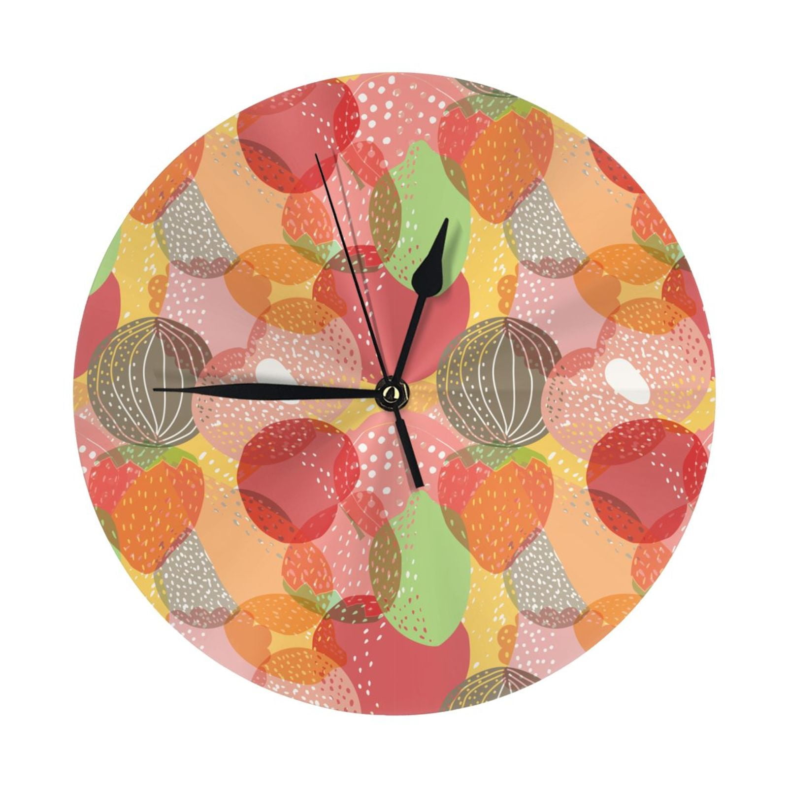 Wall Clock Colorful fruit Wall Clocks Battery Operated, Modern Wall ...