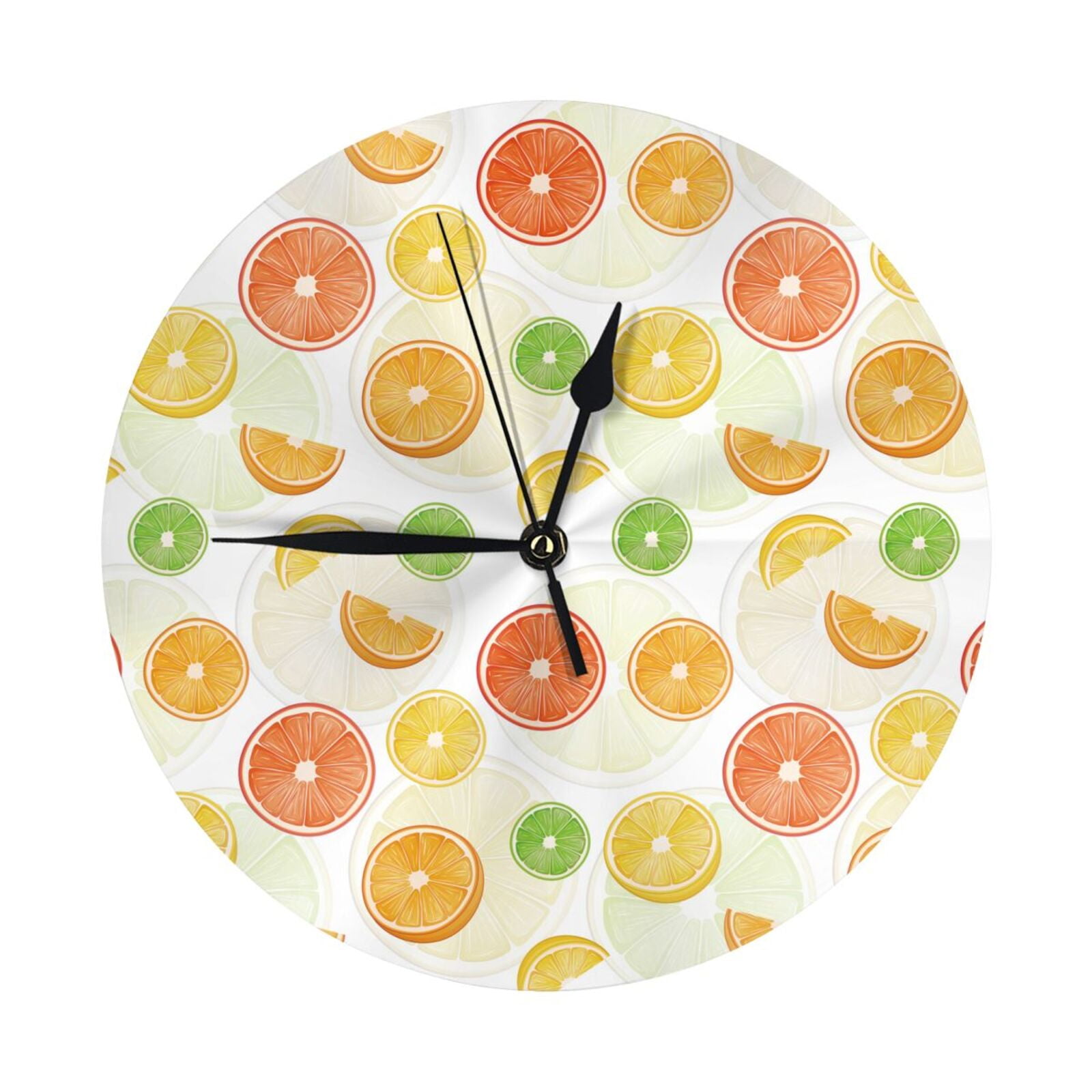 Wall Clock, Colorful lemons Wall Clocks Battery Operated Silent Kitchen ...