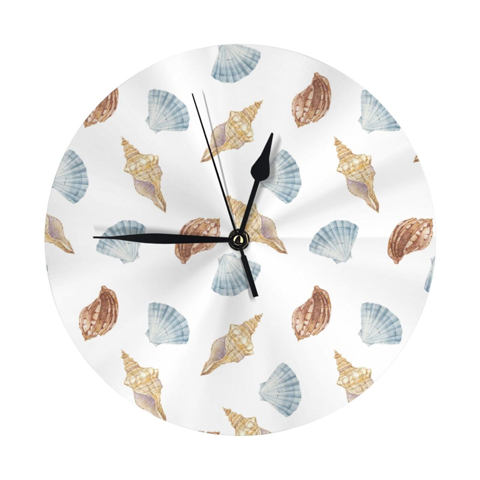 Wall Clock, Conch Scallop Wall Clocks Battery Operated Silent Kitchen ...
