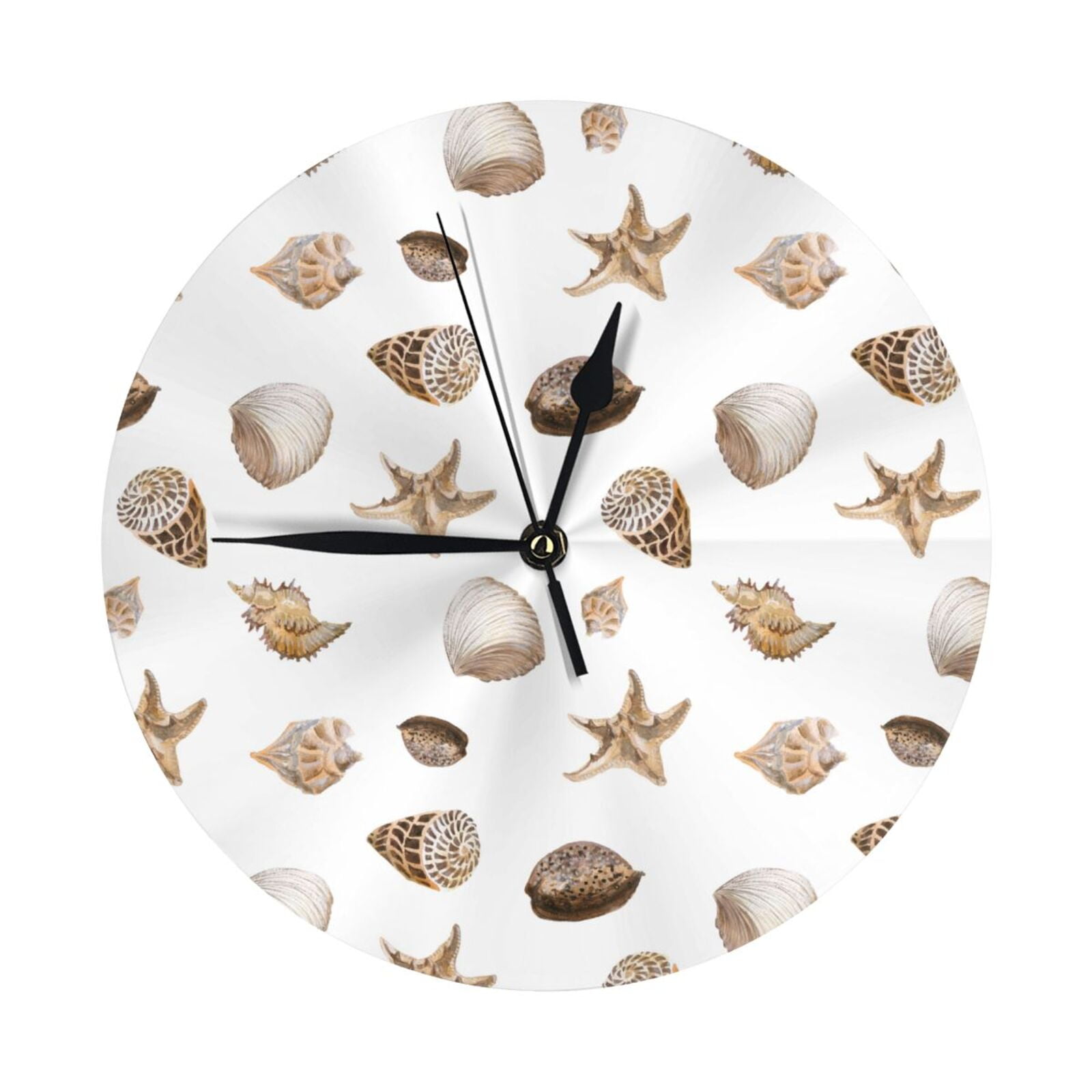 Wall Clock Conch Shell Starfish Wall Clocks Battery Operated, Modern ...