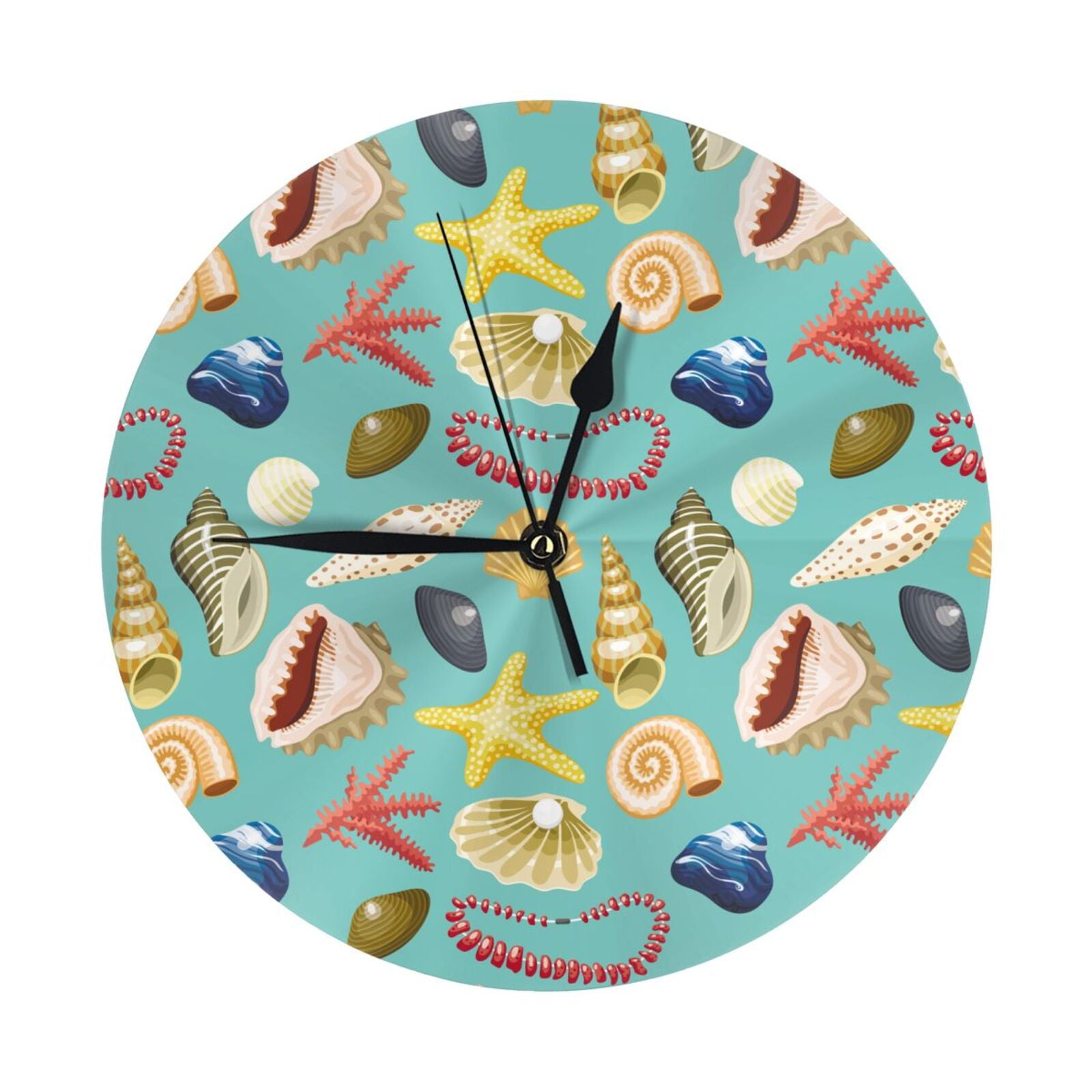 Wall Clock Conch Shells Print No.9020 Wall Clocks Battery Operated ...