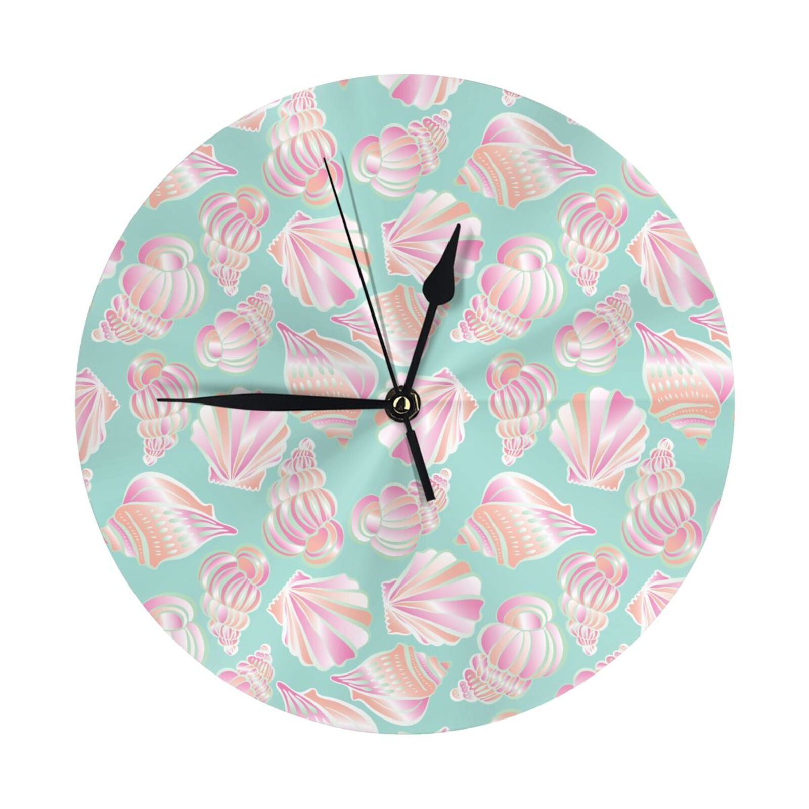 Wall Clock, Conch Shells Print No.9023 Wall Clocks Battery Operated ...