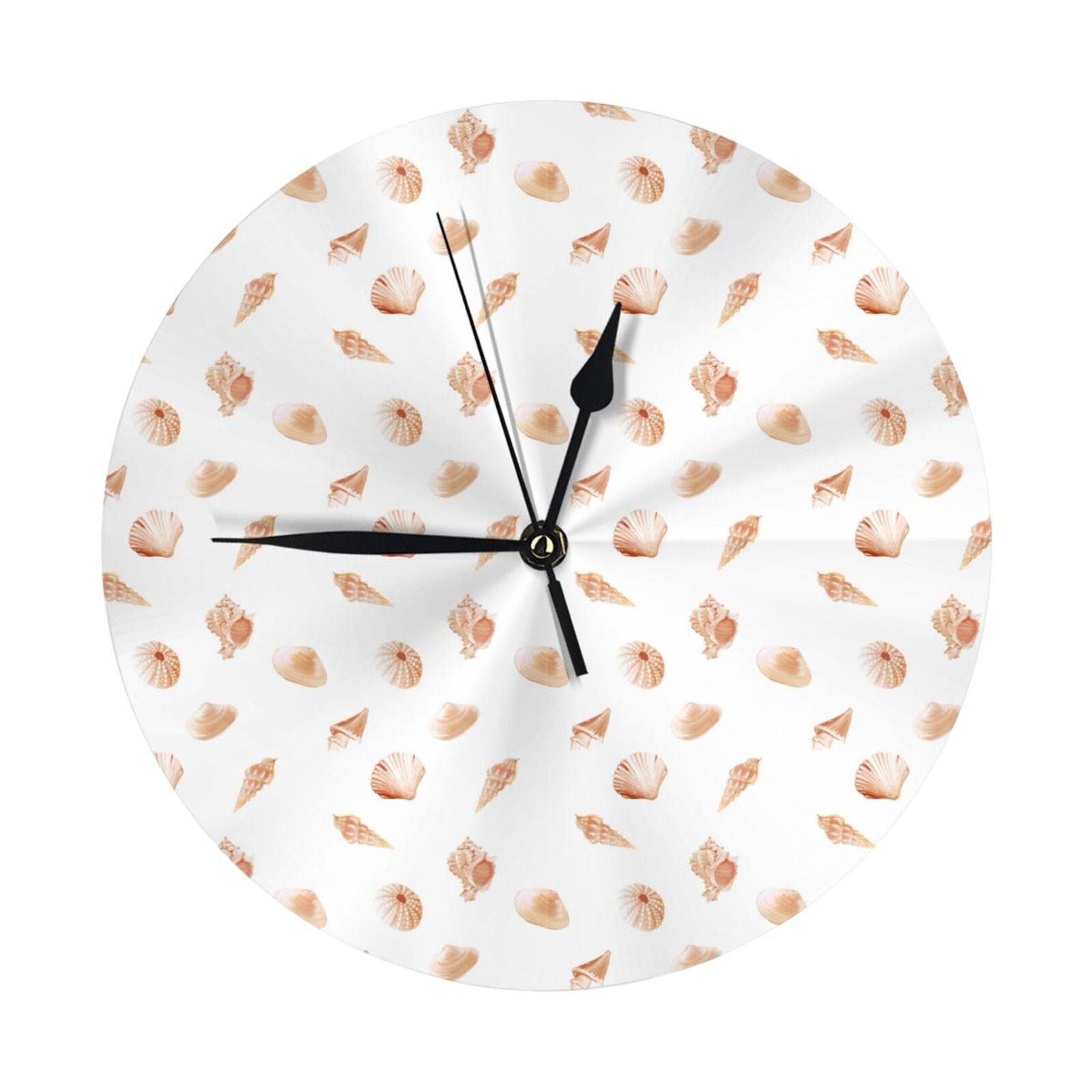 Wall Clock, Conch Shells Print No.9027 Wall Clocks Battery Operated ...
