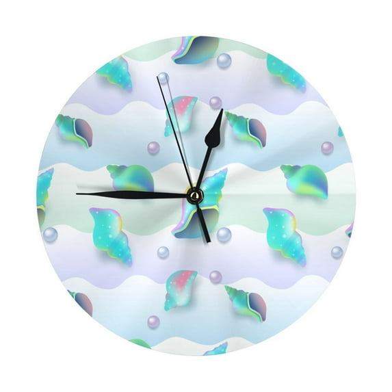Wall Clock, Conch Shells Print No.9041 Wall Clocks Battery Operated ...