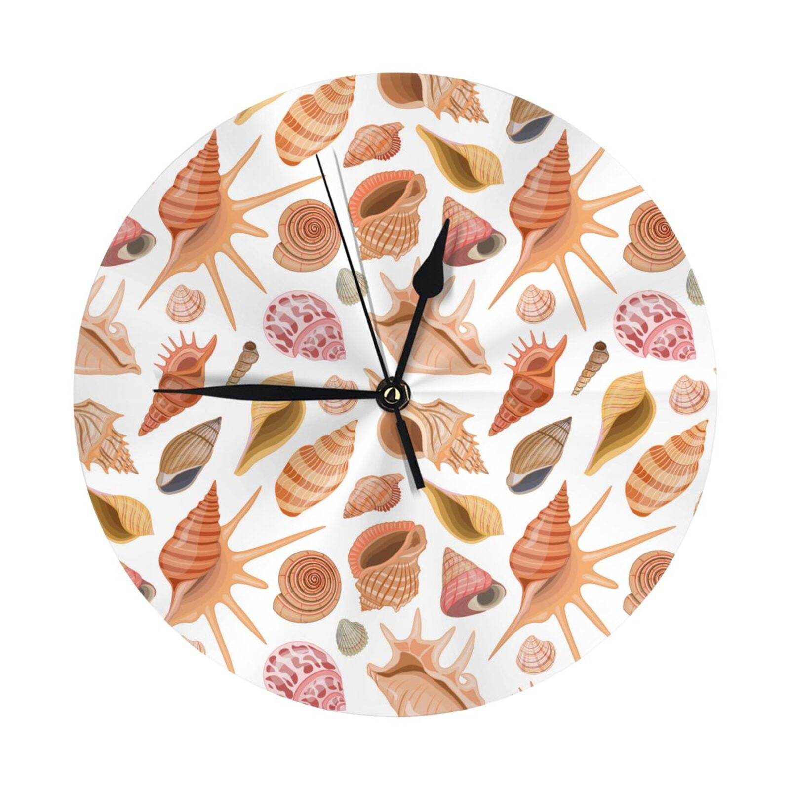 Wall Clock Conch Shells Print No.9070 Wall Clocks Battery Operated ...