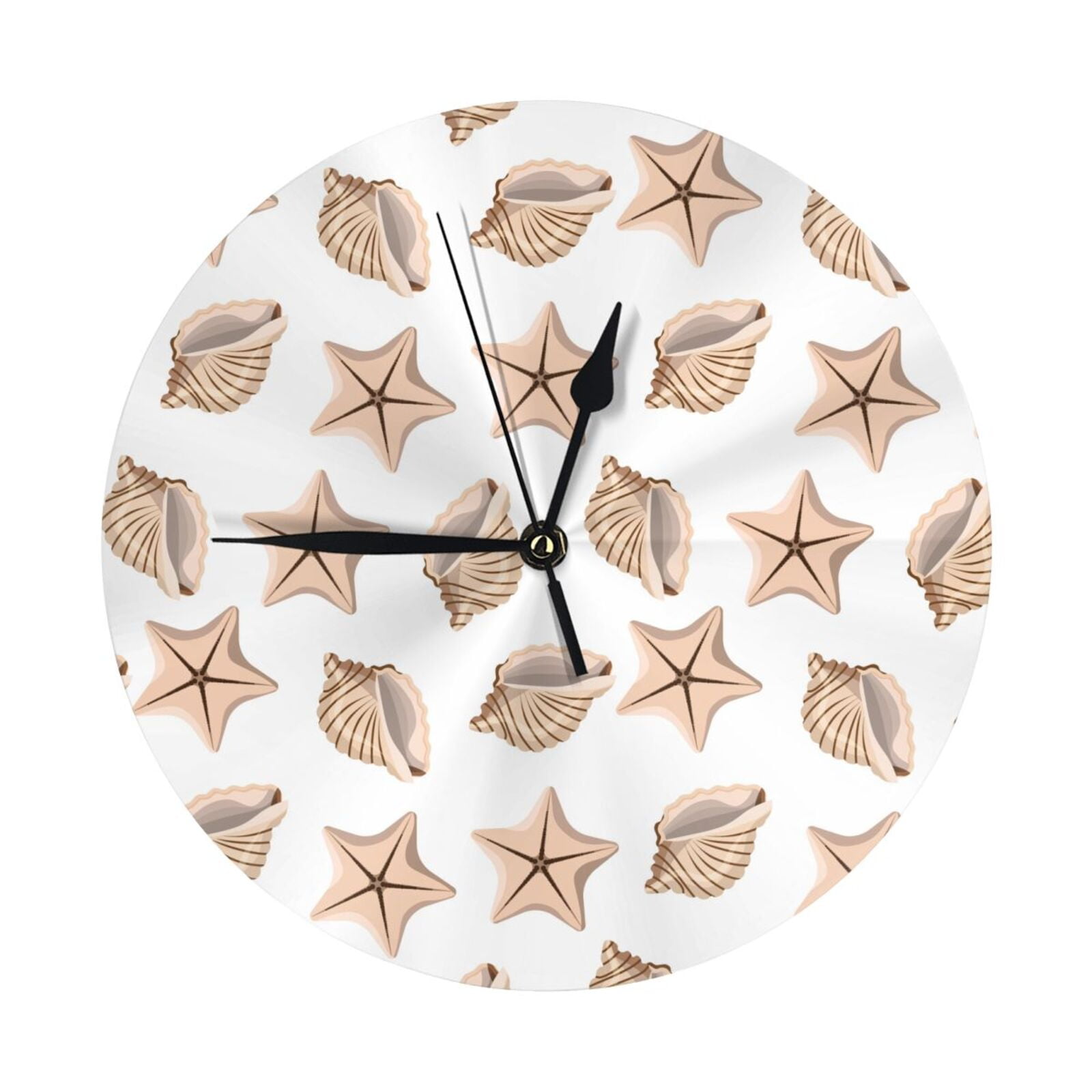 Wall Clock Conch Shells Print No.9073 Wall Clocks Battery Operated ...