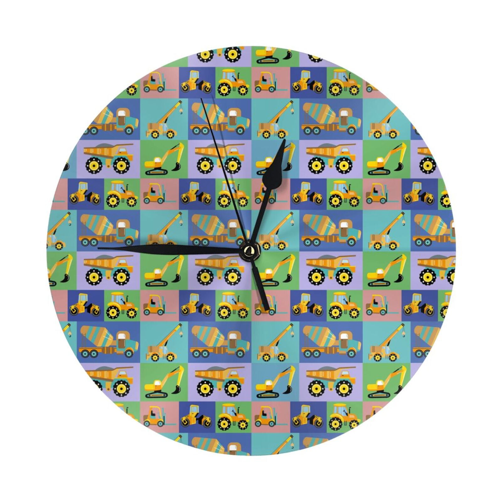 Wall Clock, Construction Machinery Wall Clocks Battery Operated Silent ...