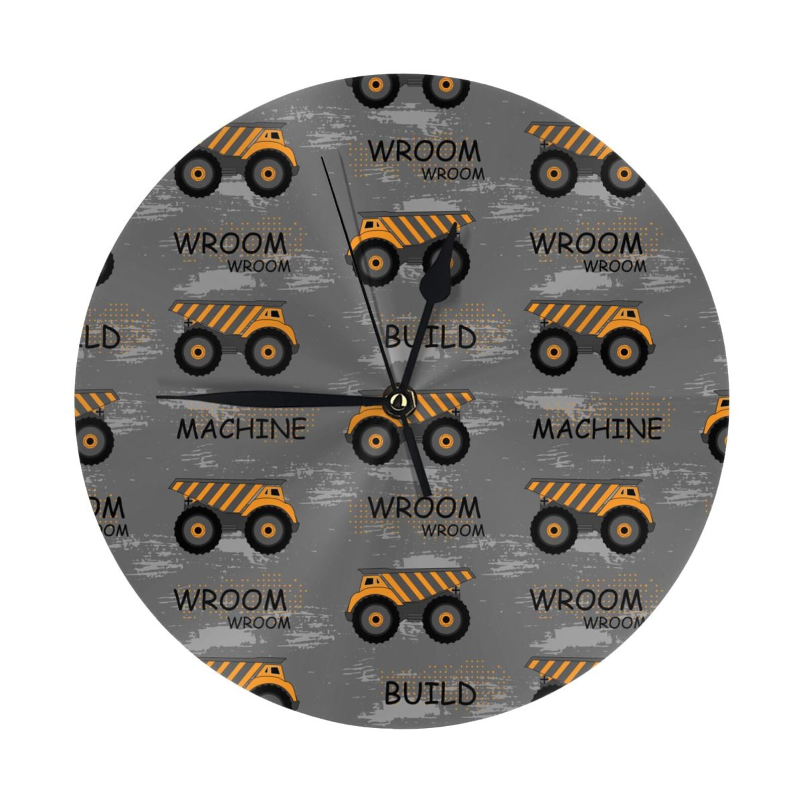 Wall Clock, Construction Machines Wall Clocks Battery Operated Silent ...