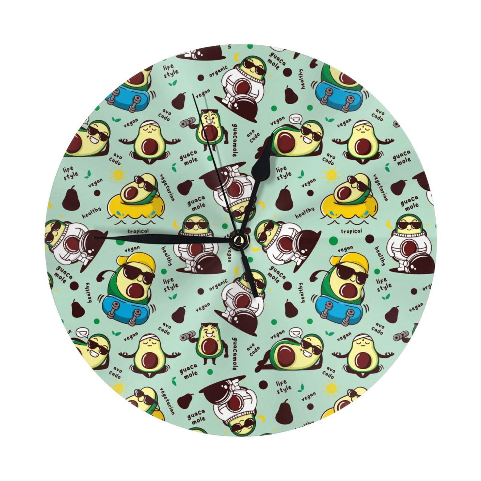 Wall Clock Cool Avocado green Wall Clocks Battery Operated, Modern Wall ...