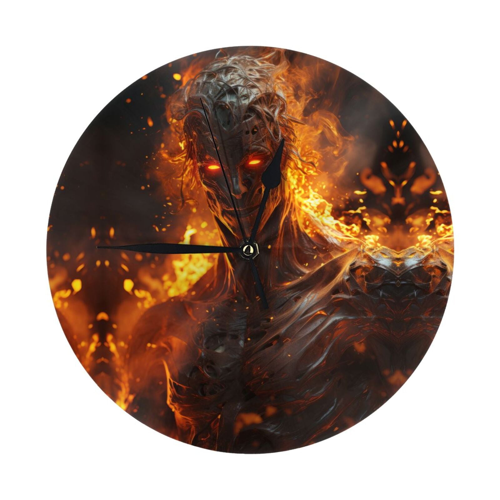 Wall Clock, Cool Fire Red-Eyed Warrior Wall Clocks Battery Operated ...