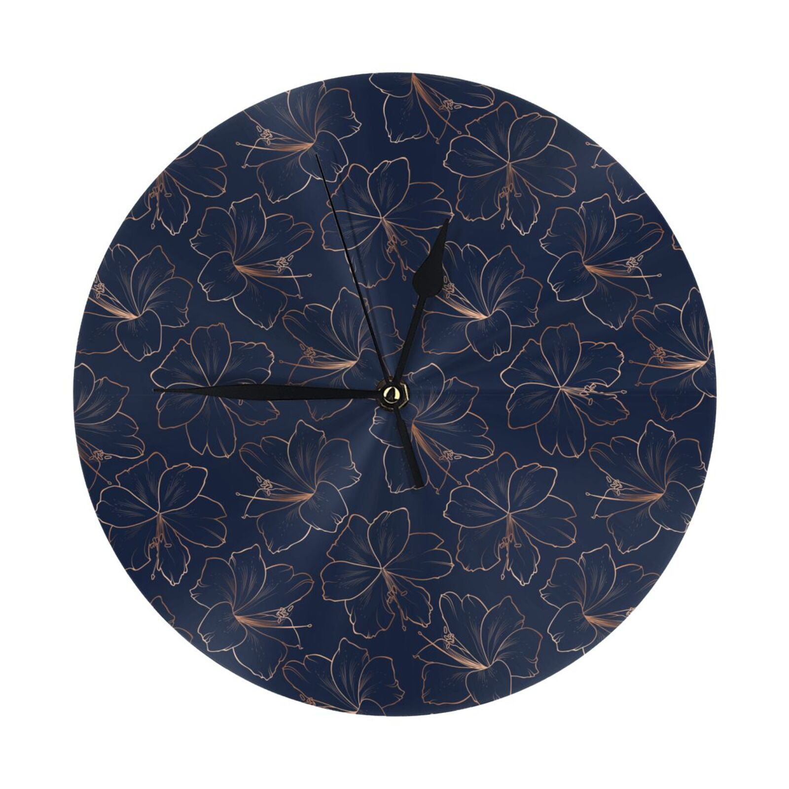 Wall Clock, Copper-Gold Gloss Outline Lily Flower Wall Clocks Battery ...