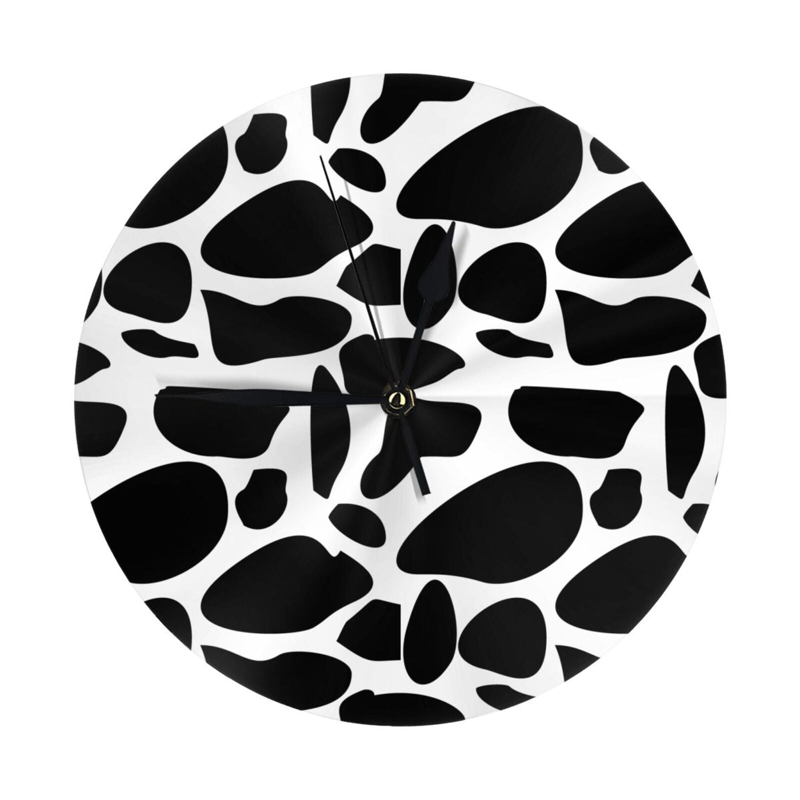Wall Clock, Cow Print Wall Clocks Battery Operated Silent Kitchen ...
