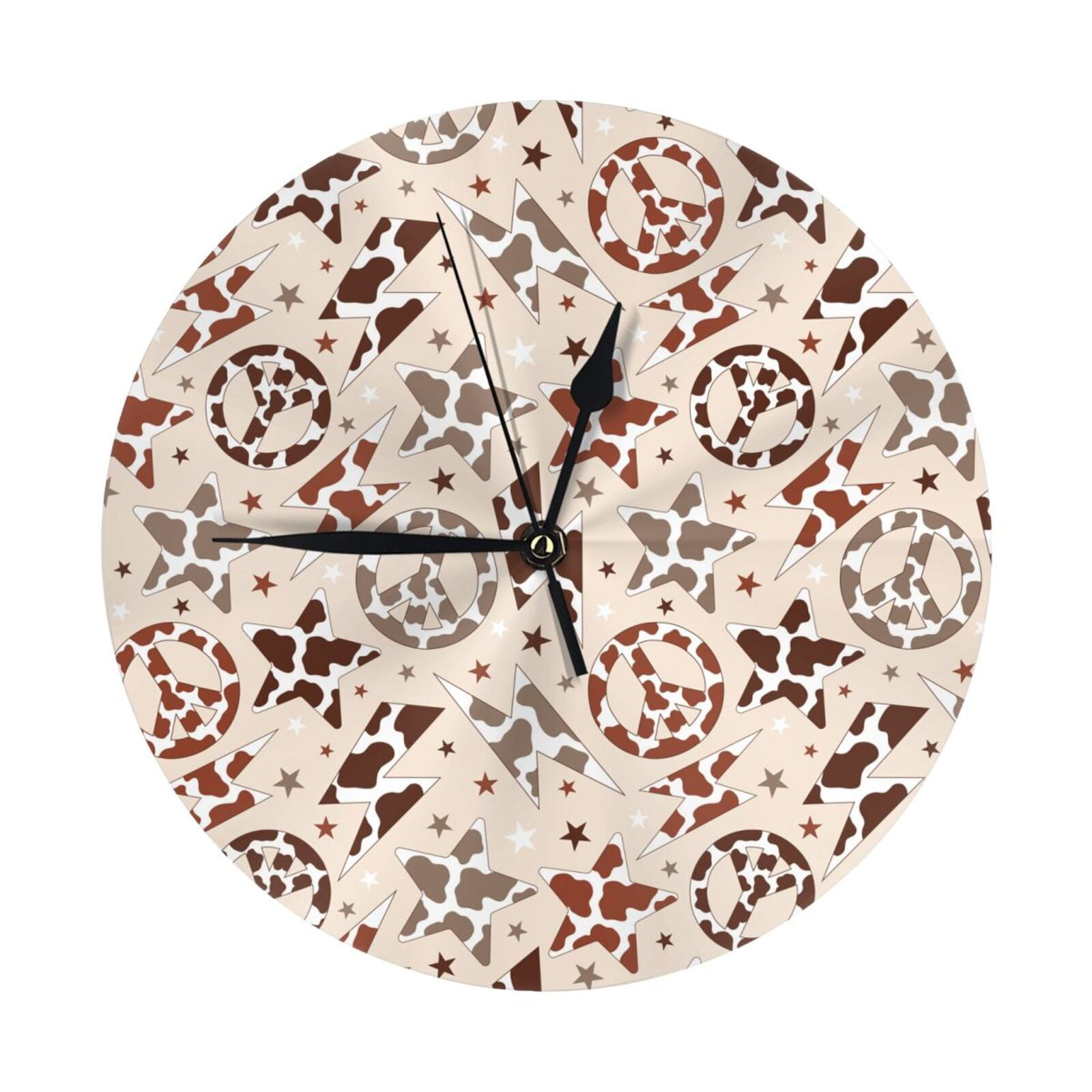 Wall Clock, Cow Spots And Peace Wall Clocks Battery Operated Silent ...