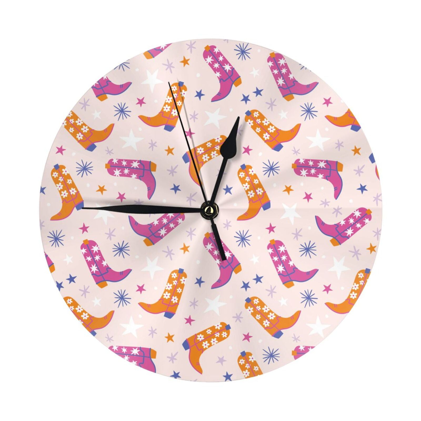 Wall Clock, Cowgirl Boots Wall Clocks Battery Operated Silent Kitchen ...