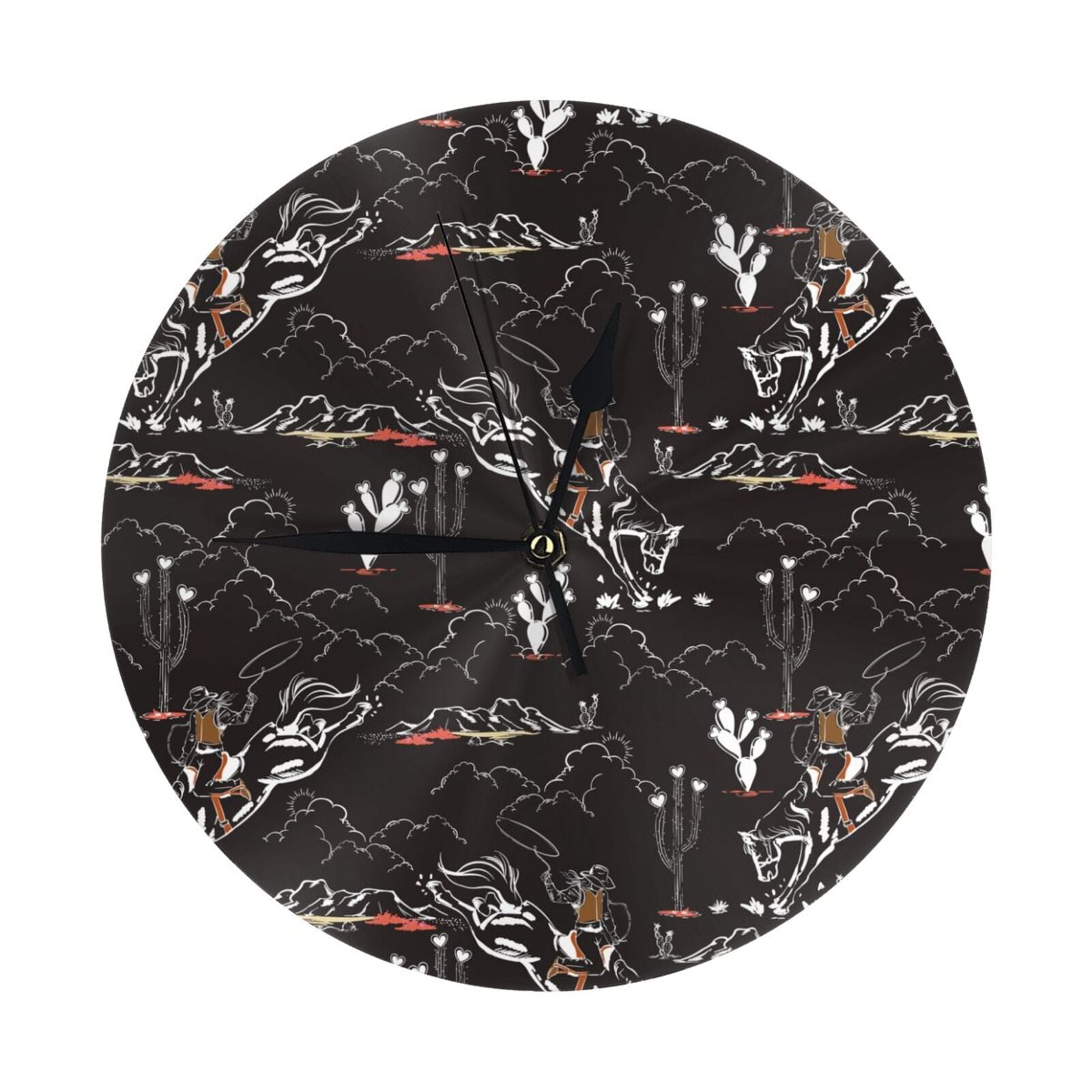 Wall Clock, Cowgirl In Desert Wall Clocks Battery Operated Silent ...