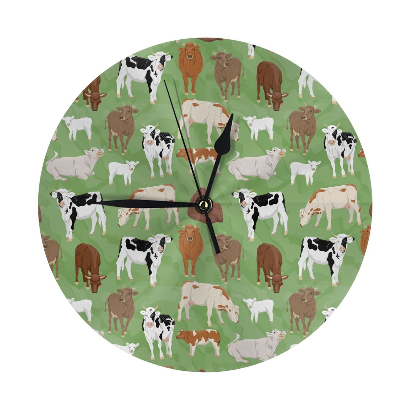 Wall Clock, Cows And Calves Wall Clocks Battery Operated Silent Kitchen ...