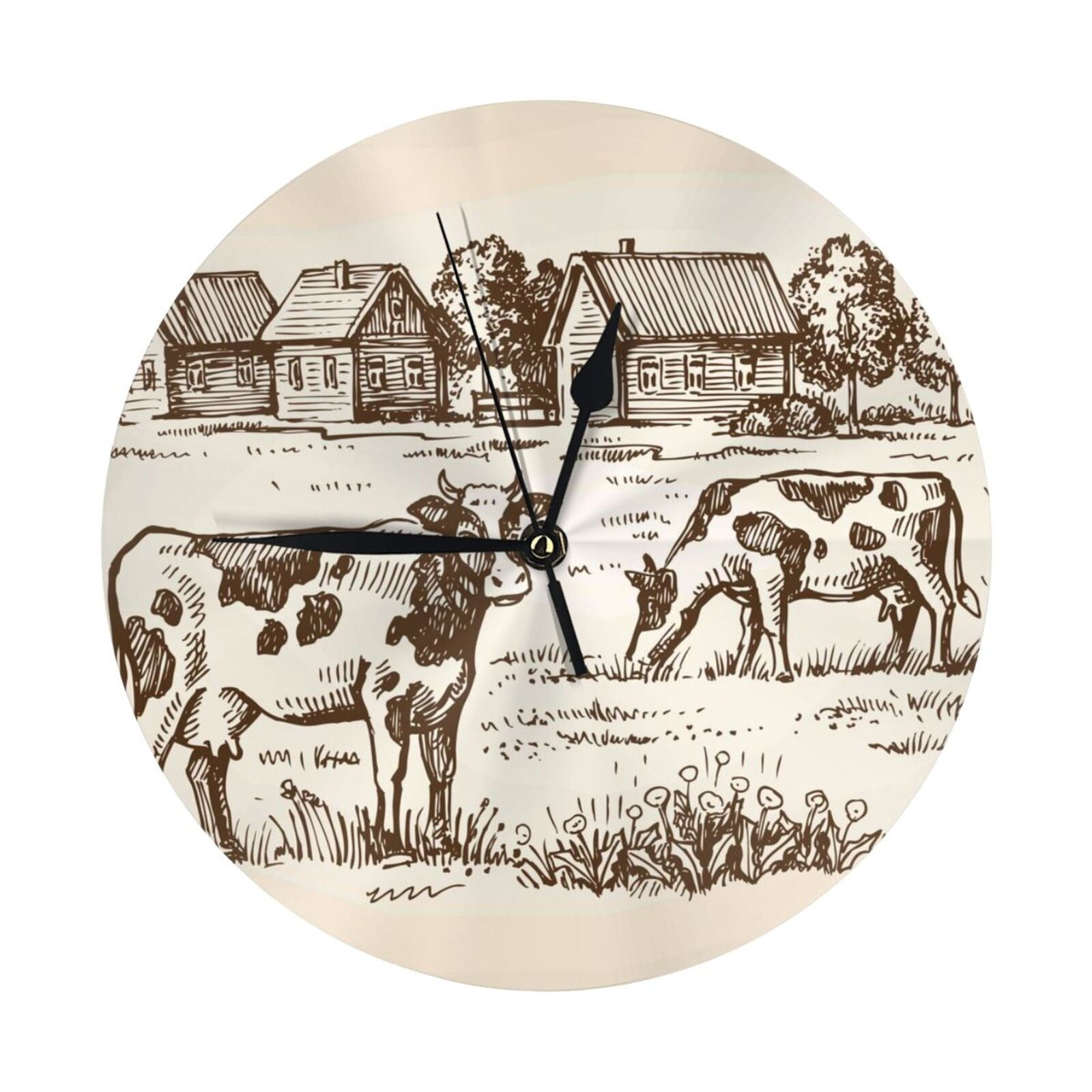 Wall Clock, Cows On The Farm Wall Clocks Battery Operated Silent ...