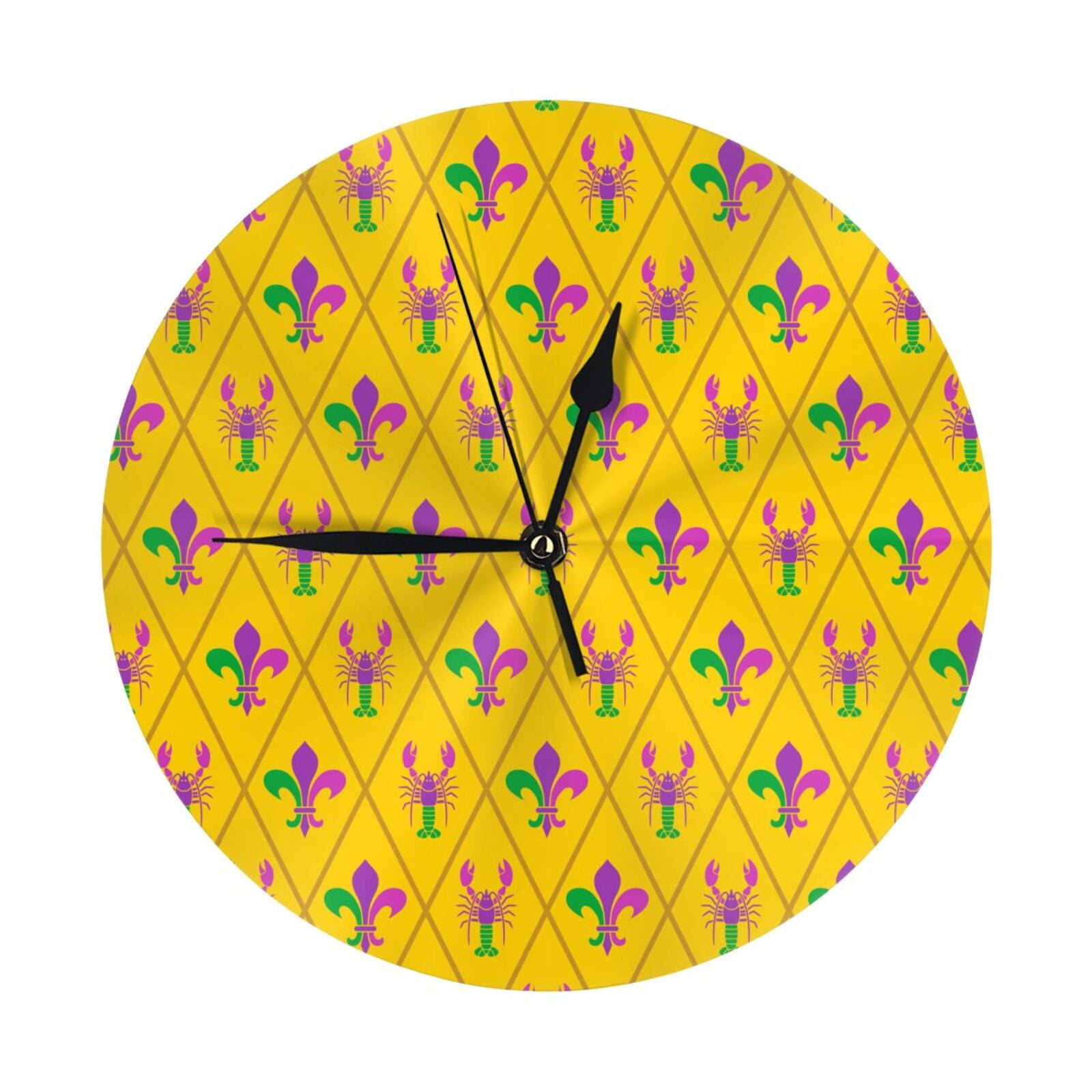 Wall Clock, Crayfish Fleur de lis Wall Clocks Battery Operated Silent ...