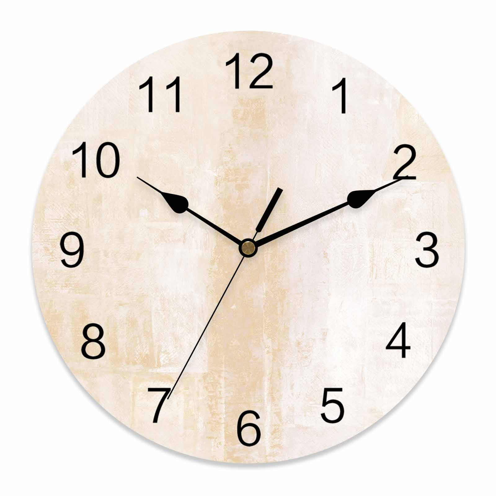 Wall Clock Cream Paint Clocks PVC Silent Non-Ticking Battery Operated ...