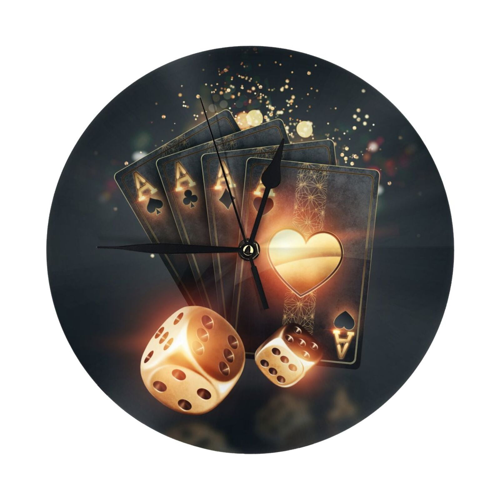 Wall Clock, Creative Poker Wall Clocks Battery Operated Silent Kitchen ...
