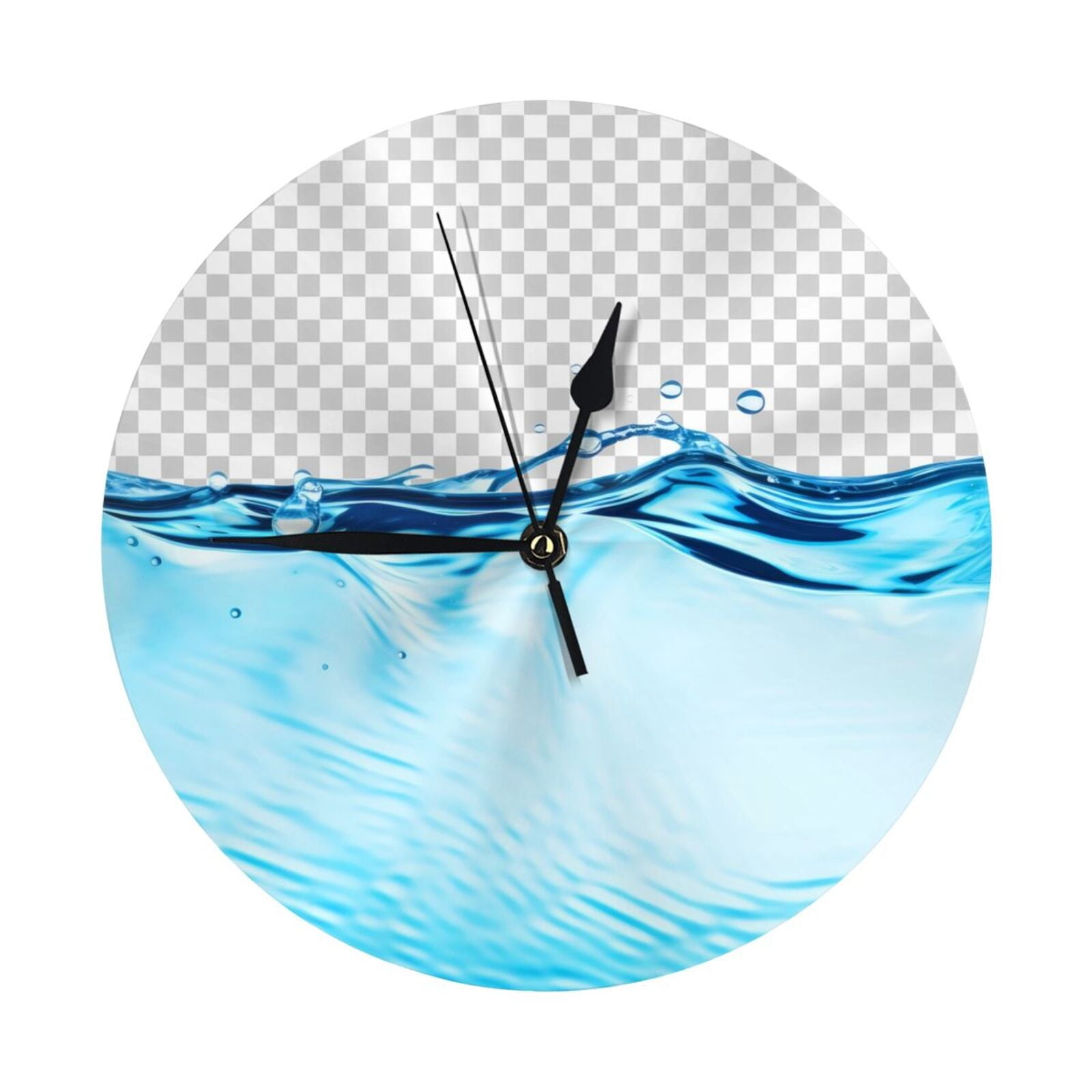 Wall Clock, Crystal Clear Water Splash Wall Clocks Battery Operated Silent Kitchen Office Wall ...