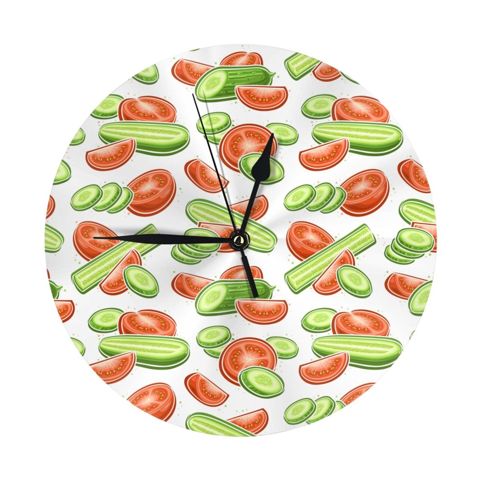 Wall Clock, Cucumber Tomato Wall Clocks Battery Operated Silent Kitchen ...
