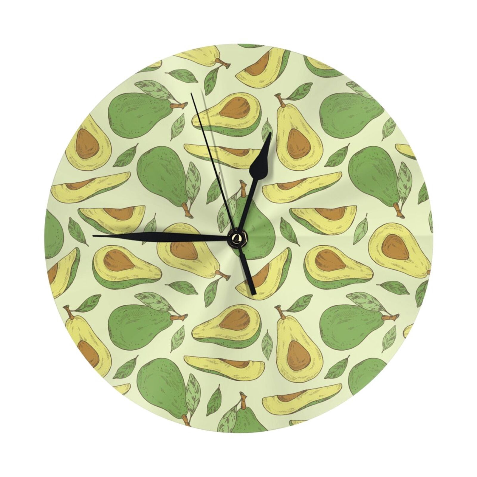 Wall Clock Cute Avocado Leaves Wall Clocks Battery Operated, Modern ...