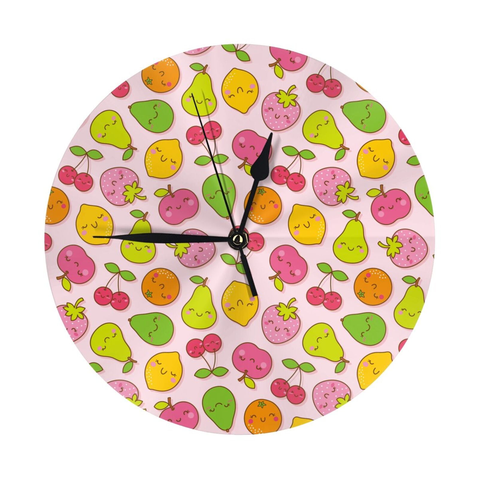 Wall Clock, Cute Avocado Orange Wall Clocks Battery Operated Silent ...