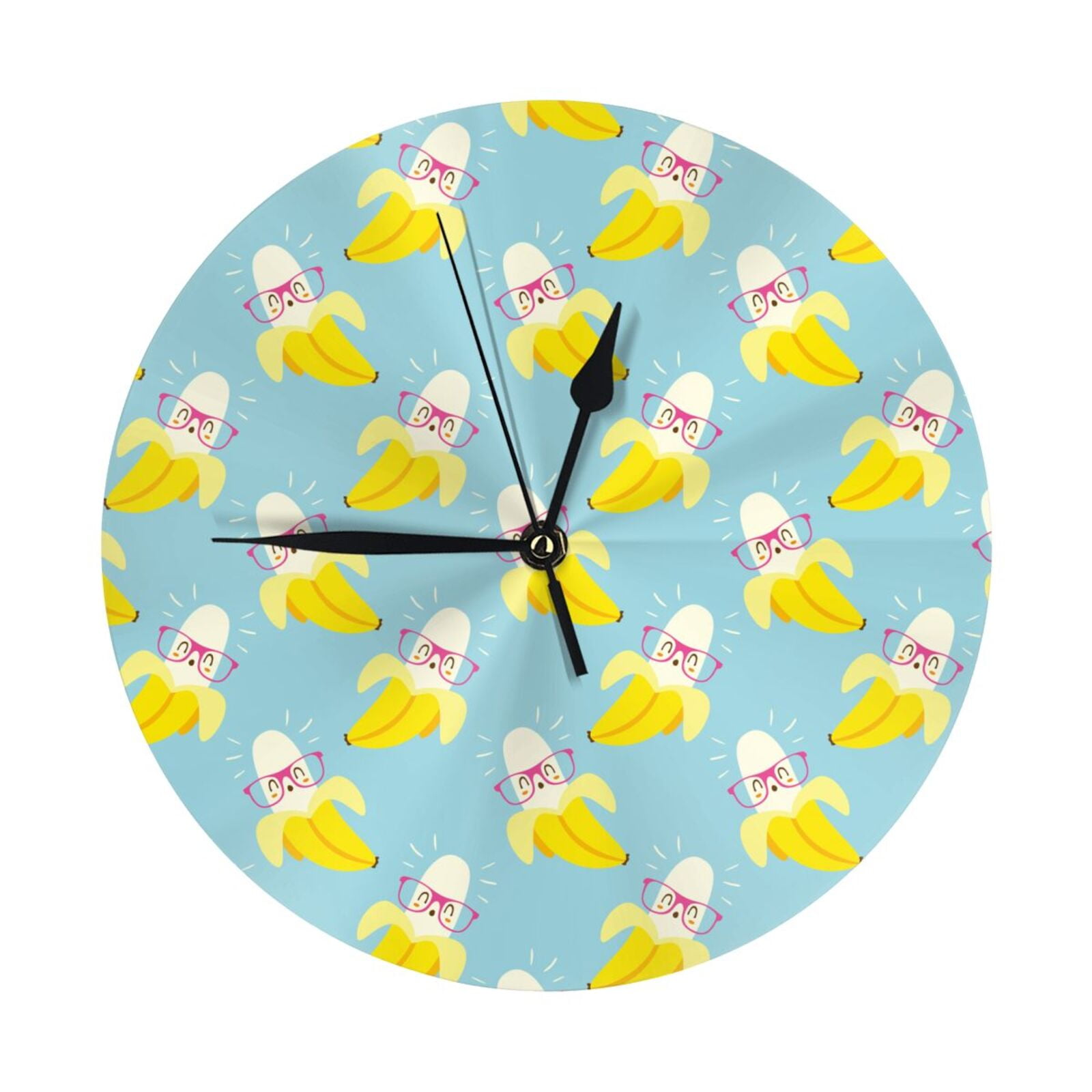 Wall Clock, Cute Banana Azure Wall Clocks Battery Operated Silent ...