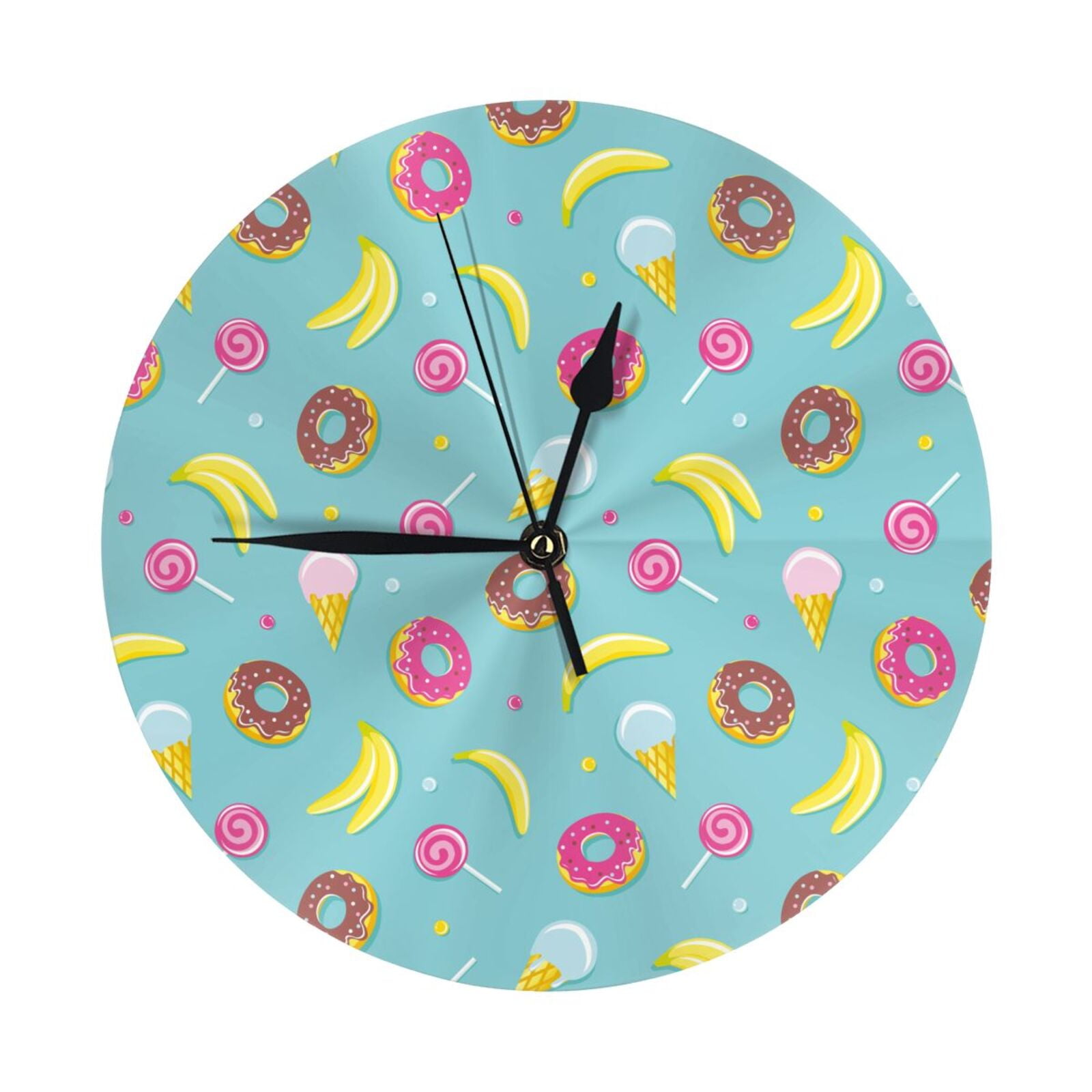 Wall Clock, Cute Banana Candy Ice Cream Wall Clocks Battery Operated ...