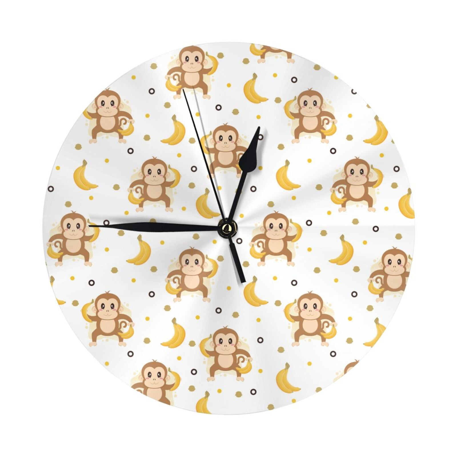 Wall Clock Cute Banana Monkey Wall Clocks Battery Operated, Modern Wall ...
