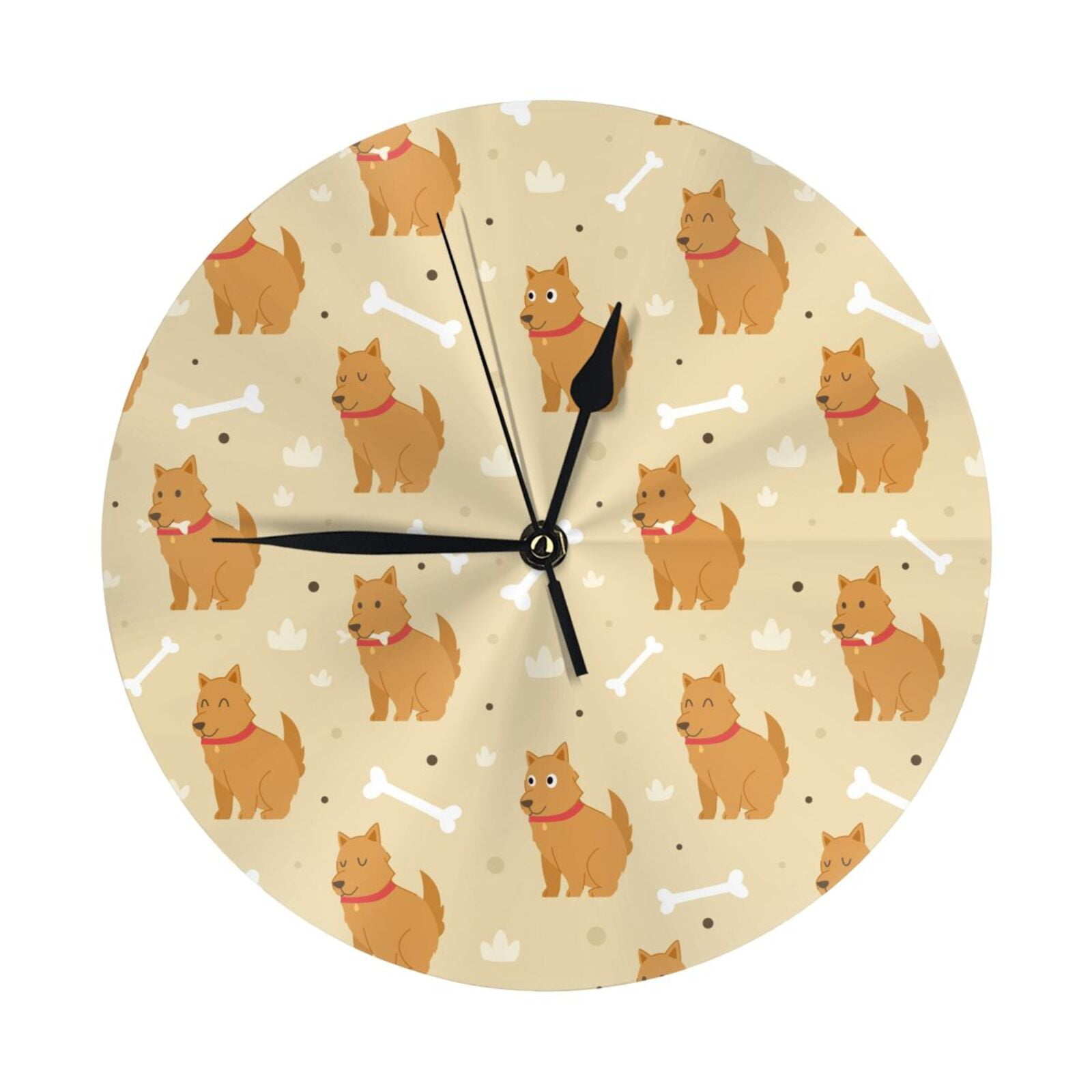 Wall Clock, Cute Bone Dog Wall Clocks Battery Operated Silent Kitchen ...