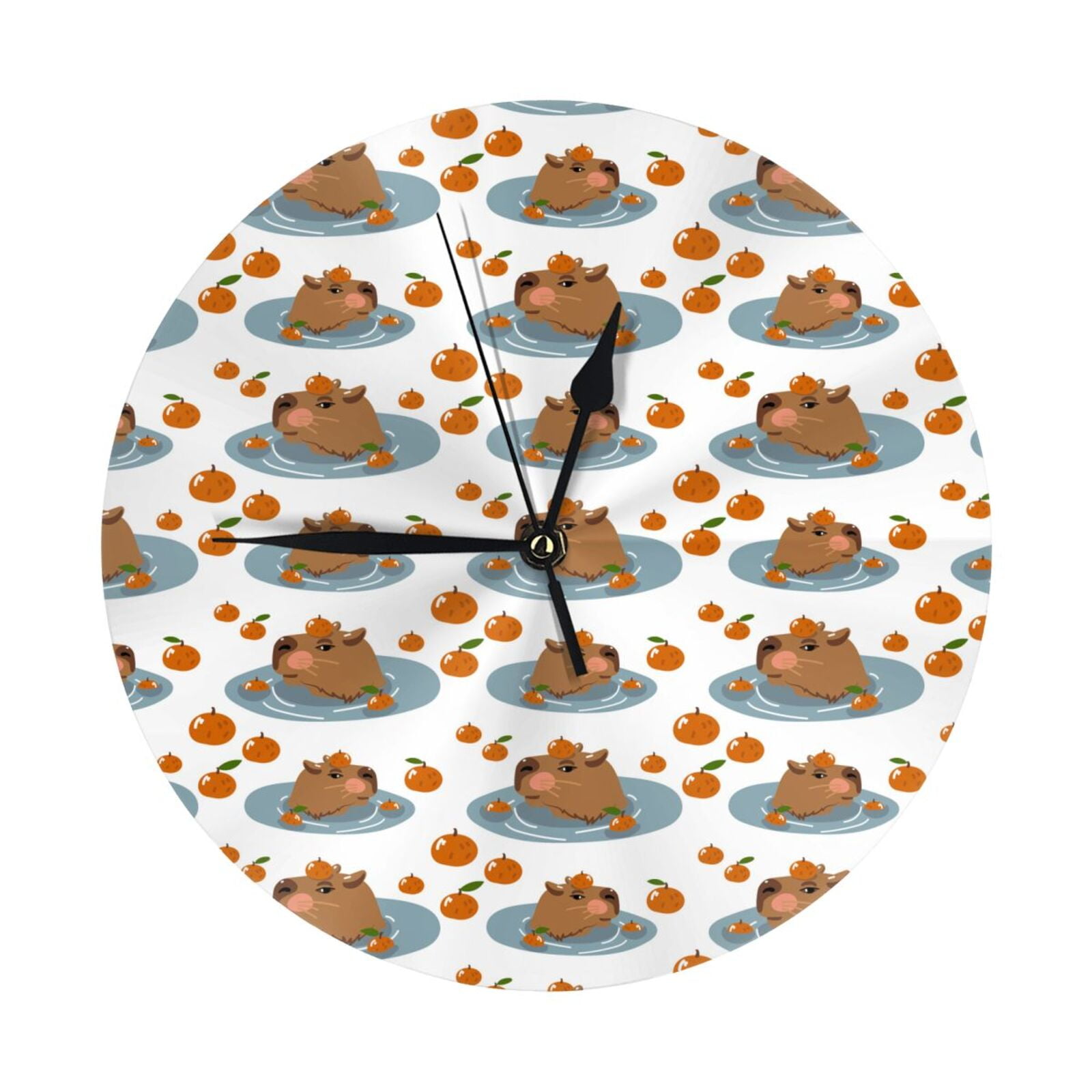 Wall Clock Cute Capybaras Orange Wall Clocks Battery Operated, Modern ...