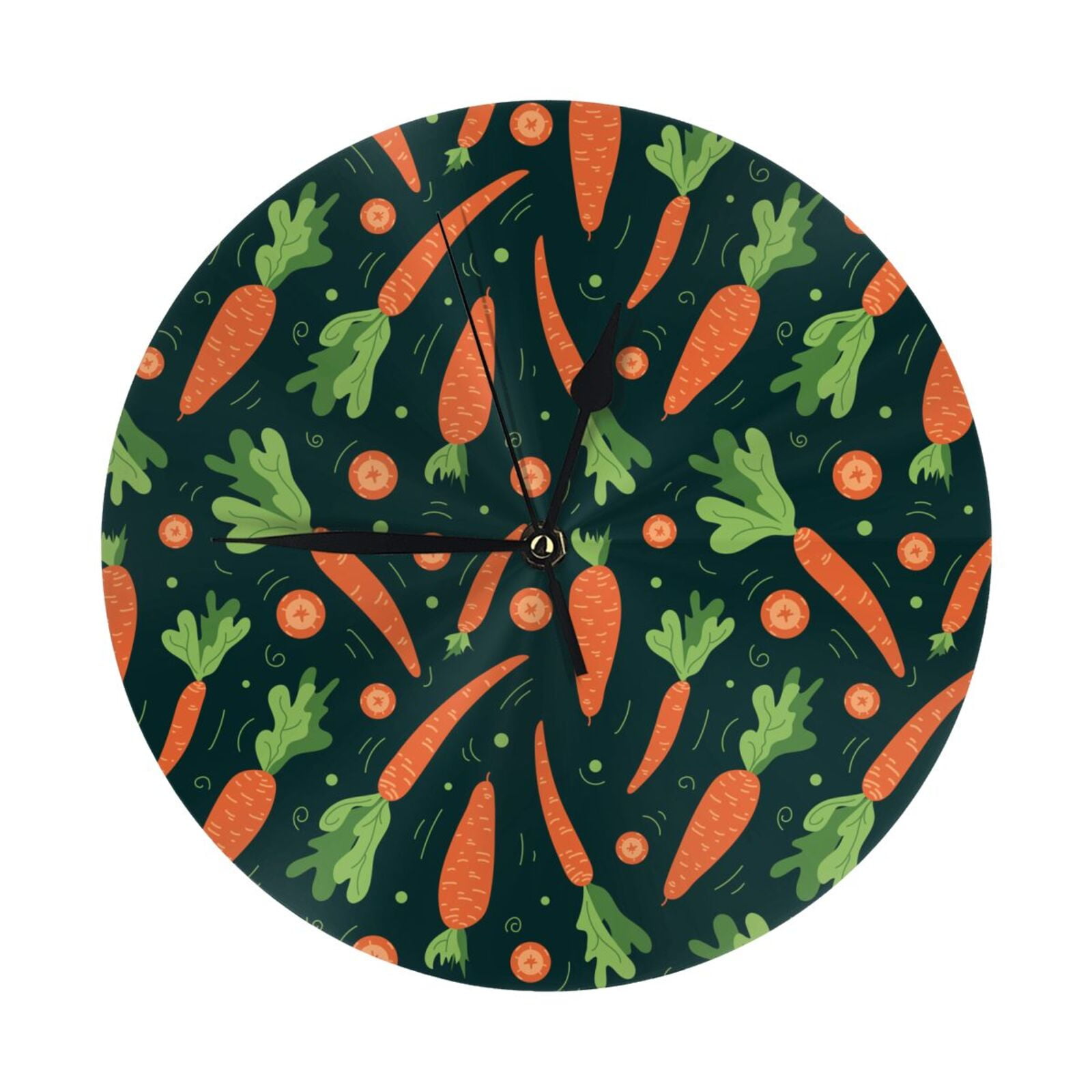 Wall Clock, Cute Carrot Piece Wall Clocks Battery Operated Silent ...